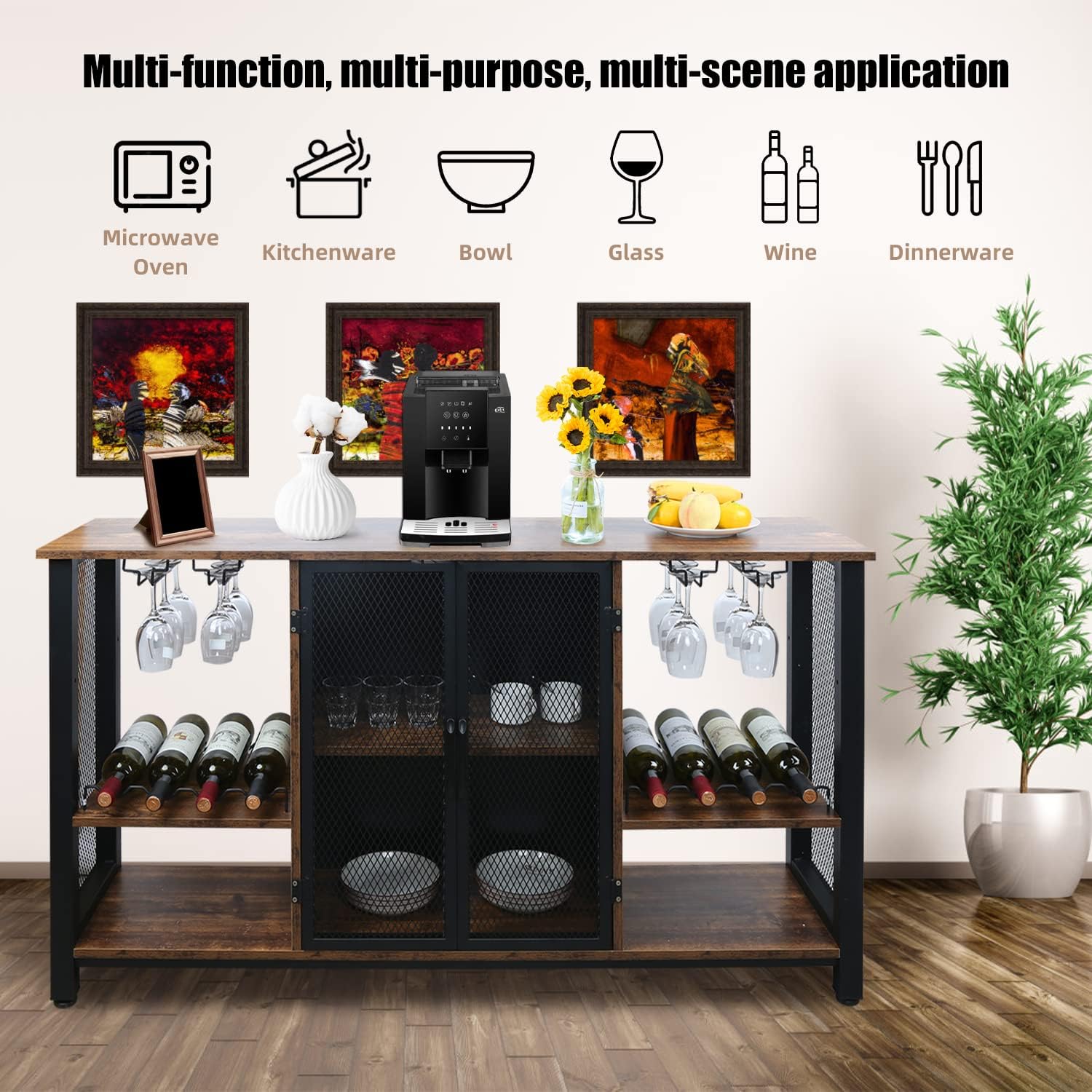 Wooden Wine Barrel Console Bar End Table Lockable Cabinet - Walmart.com