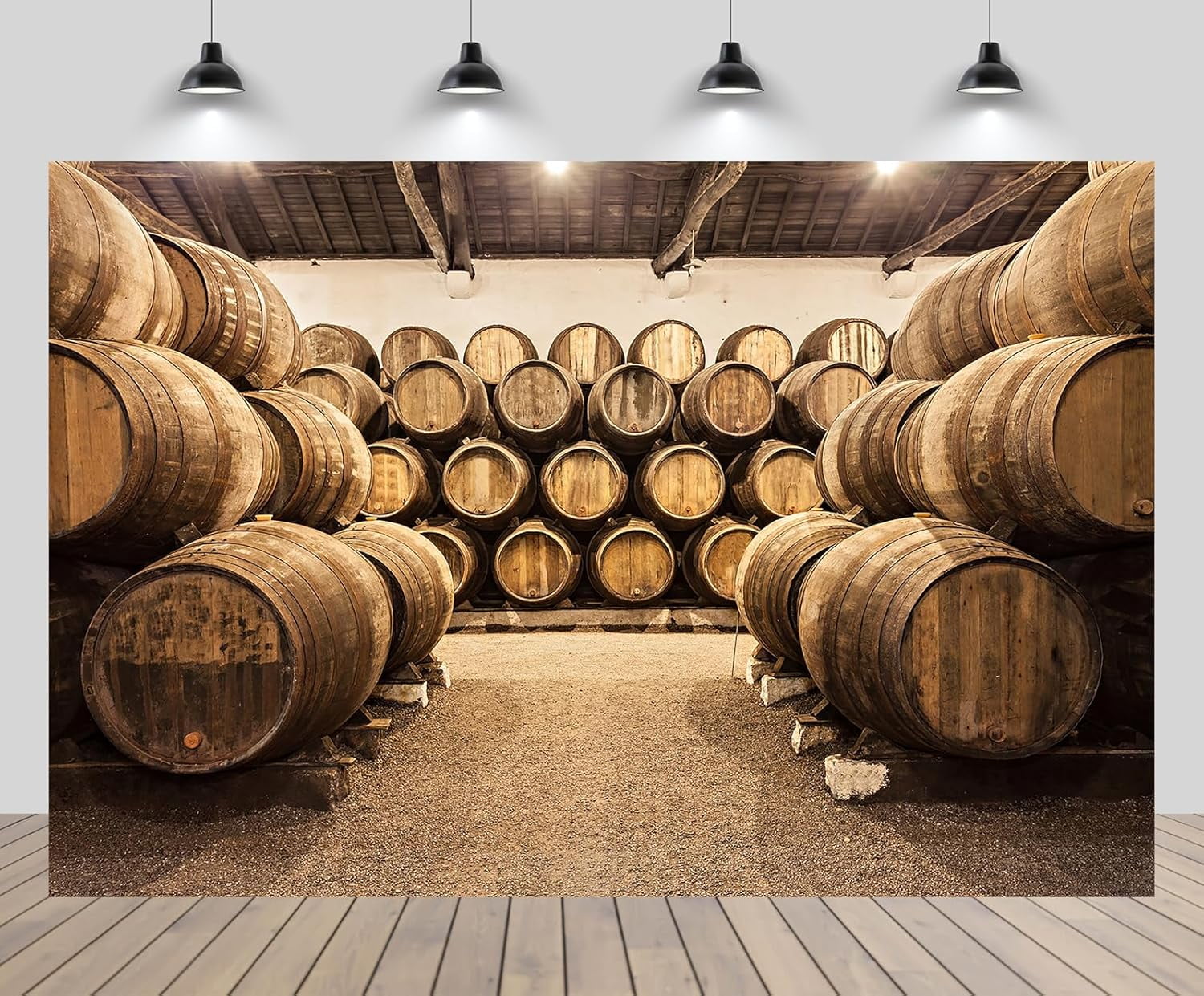 Vintage Wine Cellar Photo Backdrop Rustic Winery Wine Barrels ...