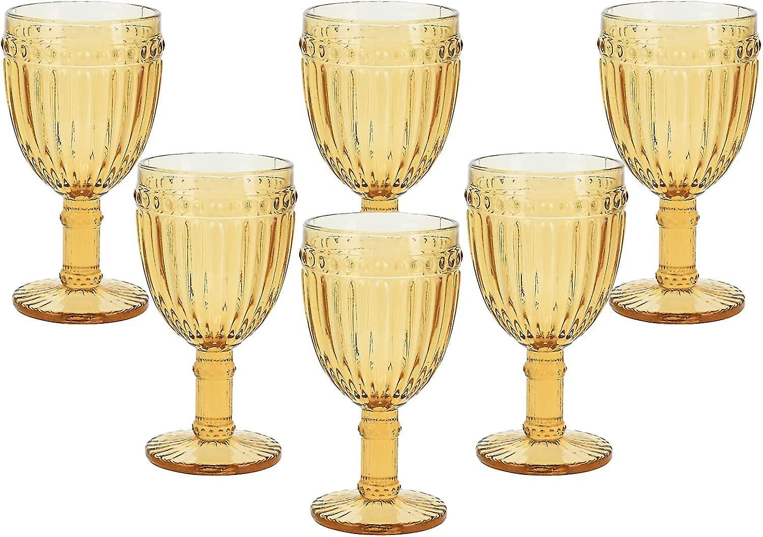 Vintage Wine Glasses Set Of 6, 10 Ounce Colored Glass Water Goblets ...