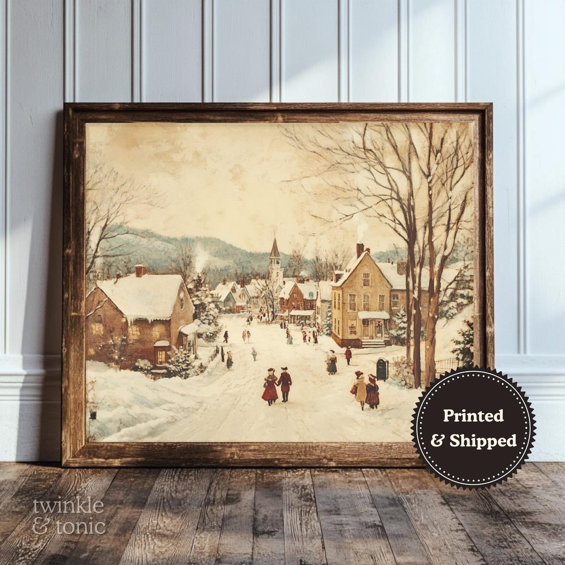 Vintage Winter Art Print Rustic Wall Decor Snowy Victorian Poster Cozy ...