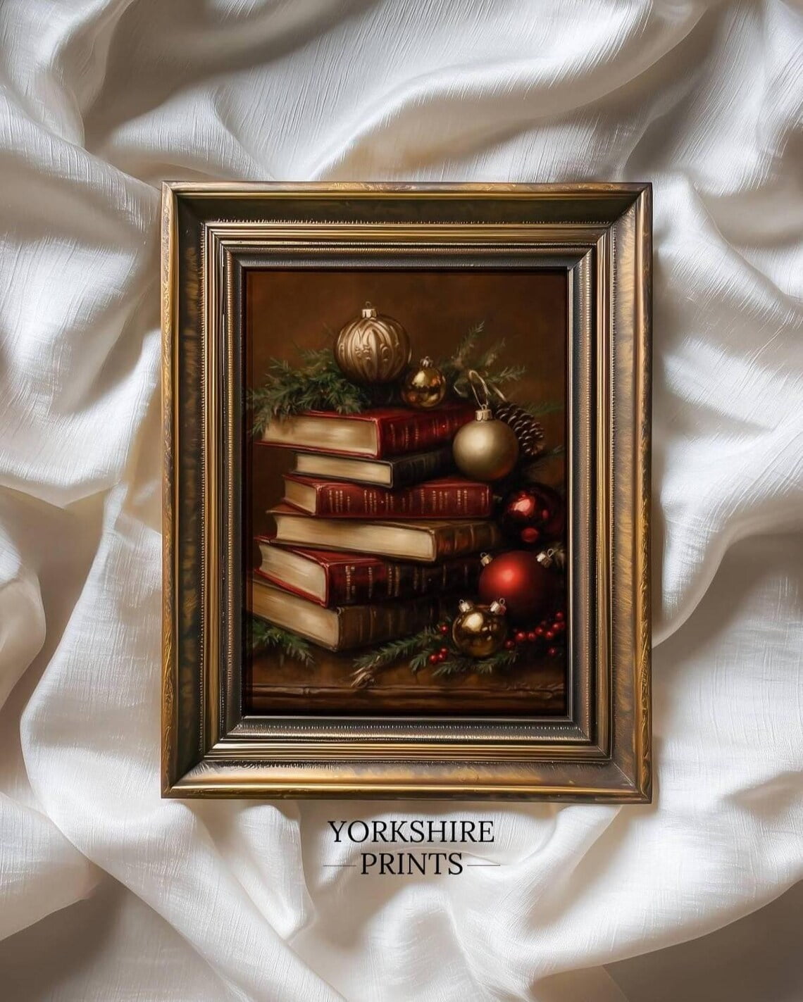 Vintage Winter Book Stack Print, Moody Library Art UNFRAMED Poster ...