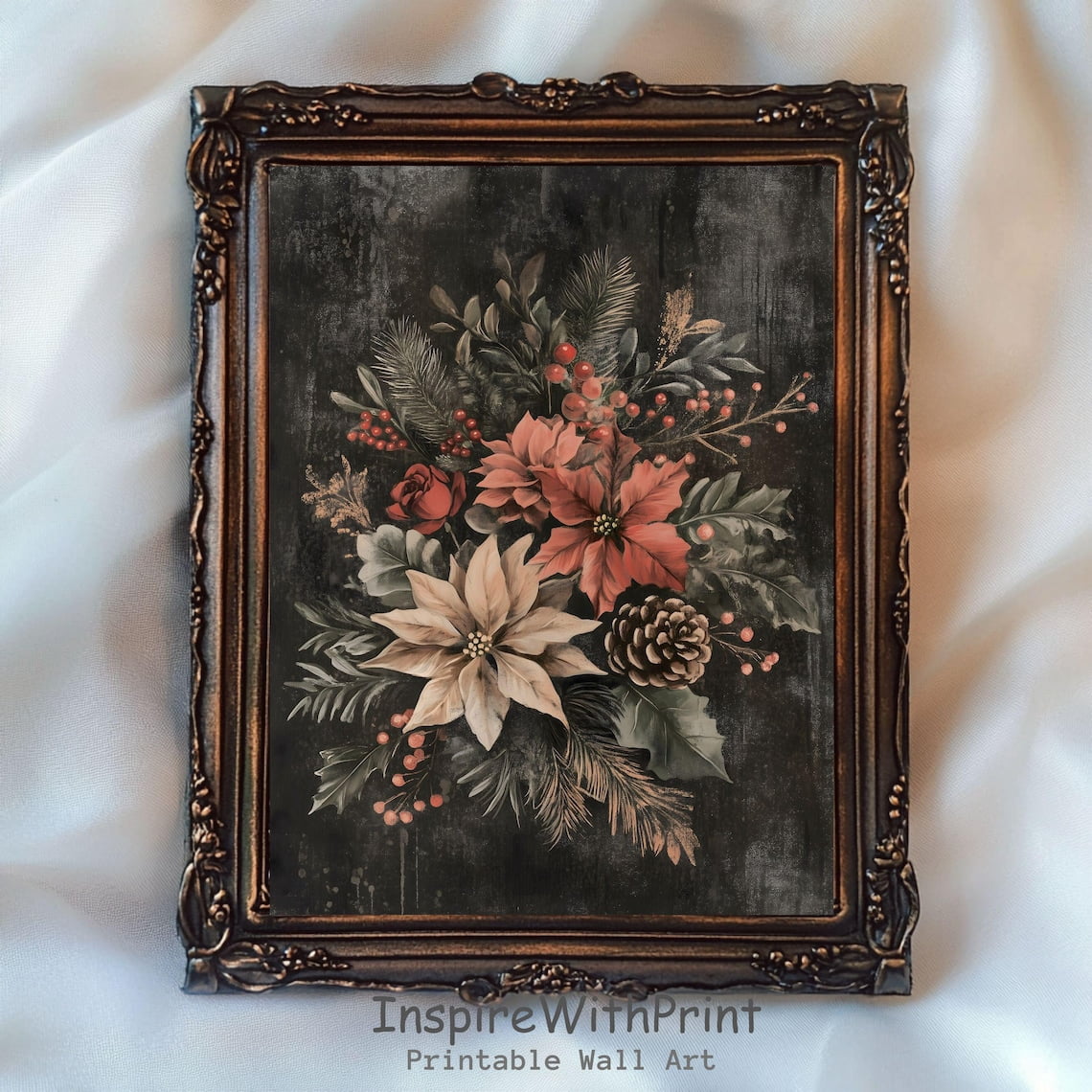 Vintage Winter Botanical Poster, Moody Winter Botanical Antique Winter ...
