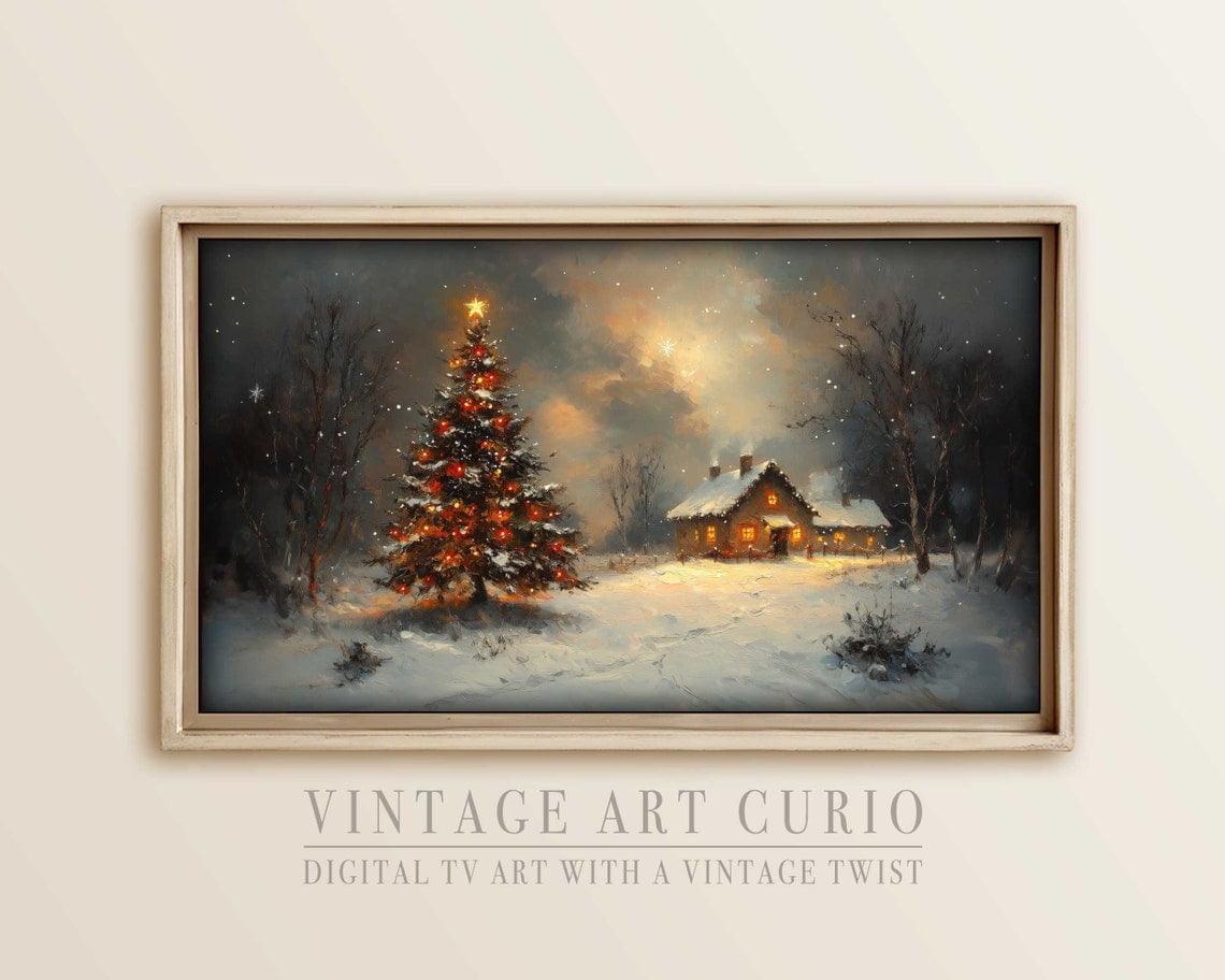 Vintage Winter Cabin, Snowy Winter Scene, Rustic Decor Screensaver Home ...