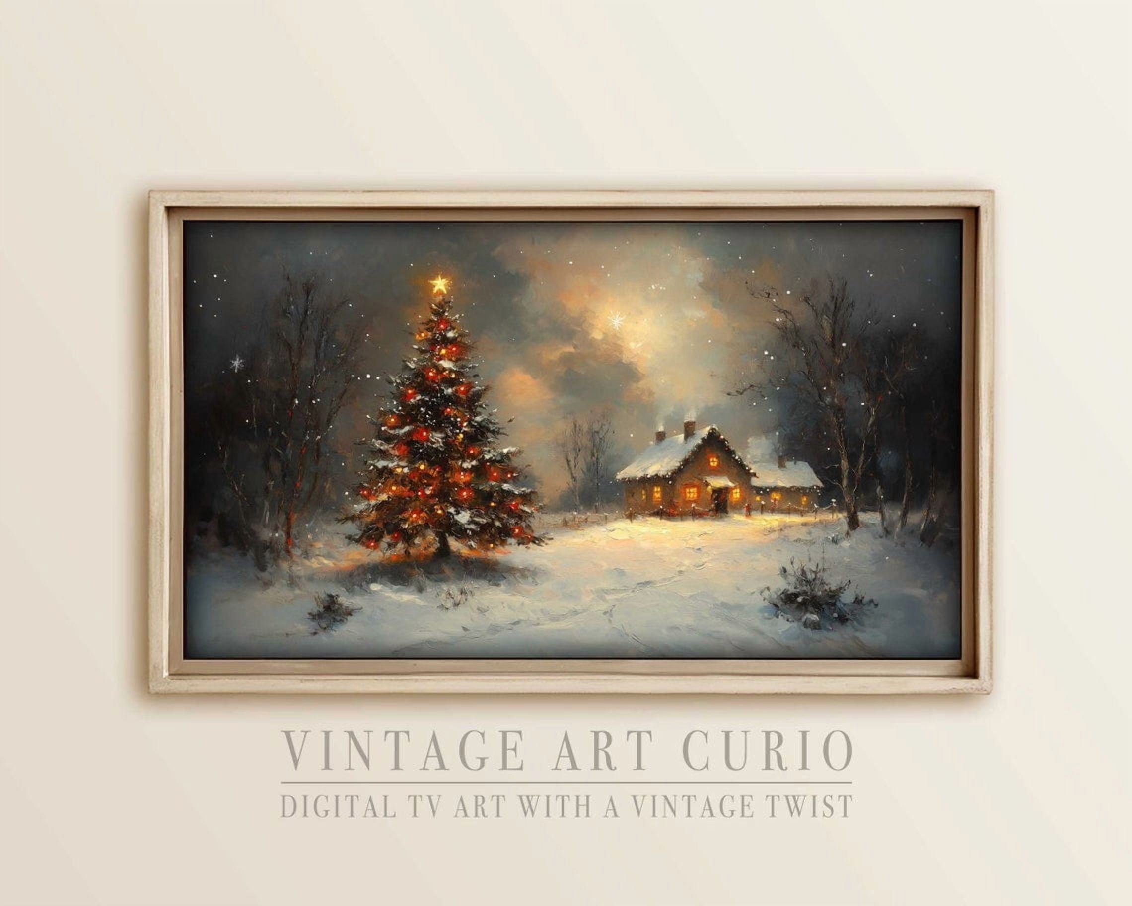 Vintage Winter Cabin, Snowy Winter Scene, Rustic Decor Screensaver Home ...