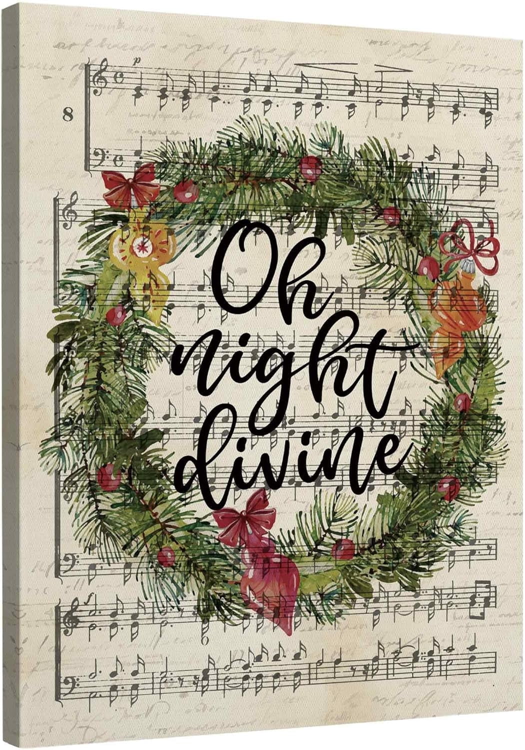 Vintage Winter Christmas Carol Oh Night Divine Wall Art Decor, Retro ...