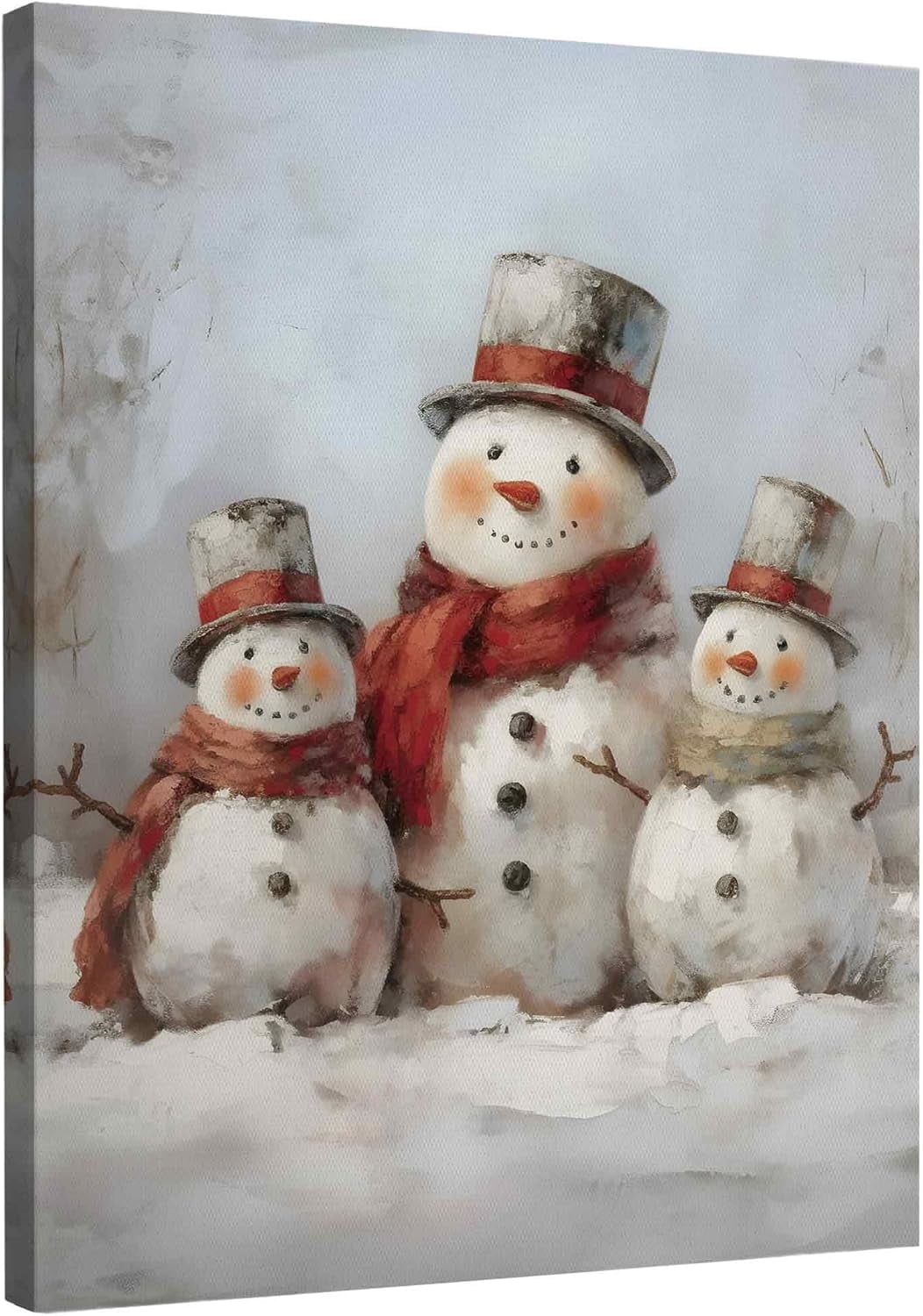 Vintage Winter Christmas Snowmen Wall Art Decor, Rustic Snowmen Family ...
