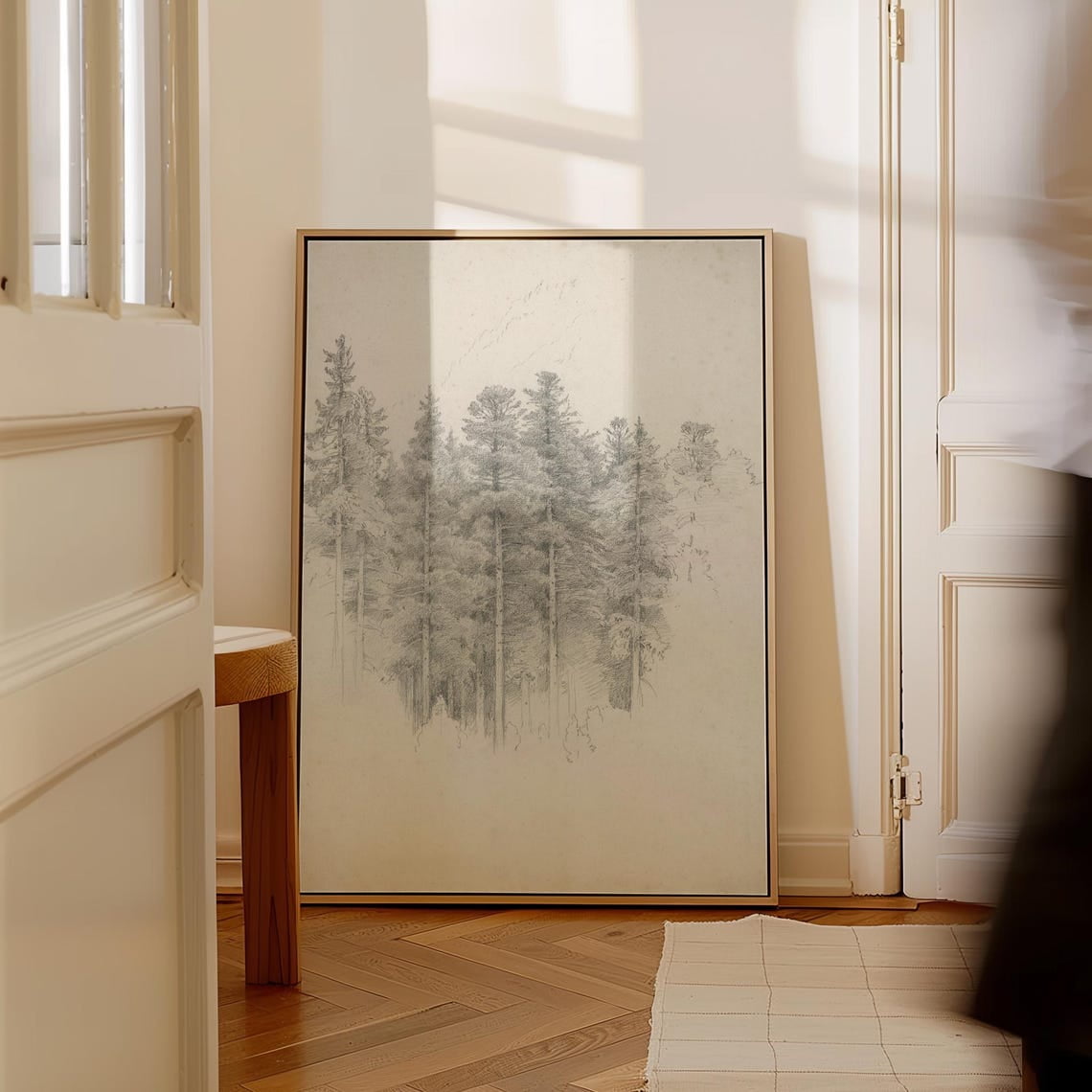 Vintage Winter Forest Poster: Antique Coniferous Trees Sketch, Unframed ...