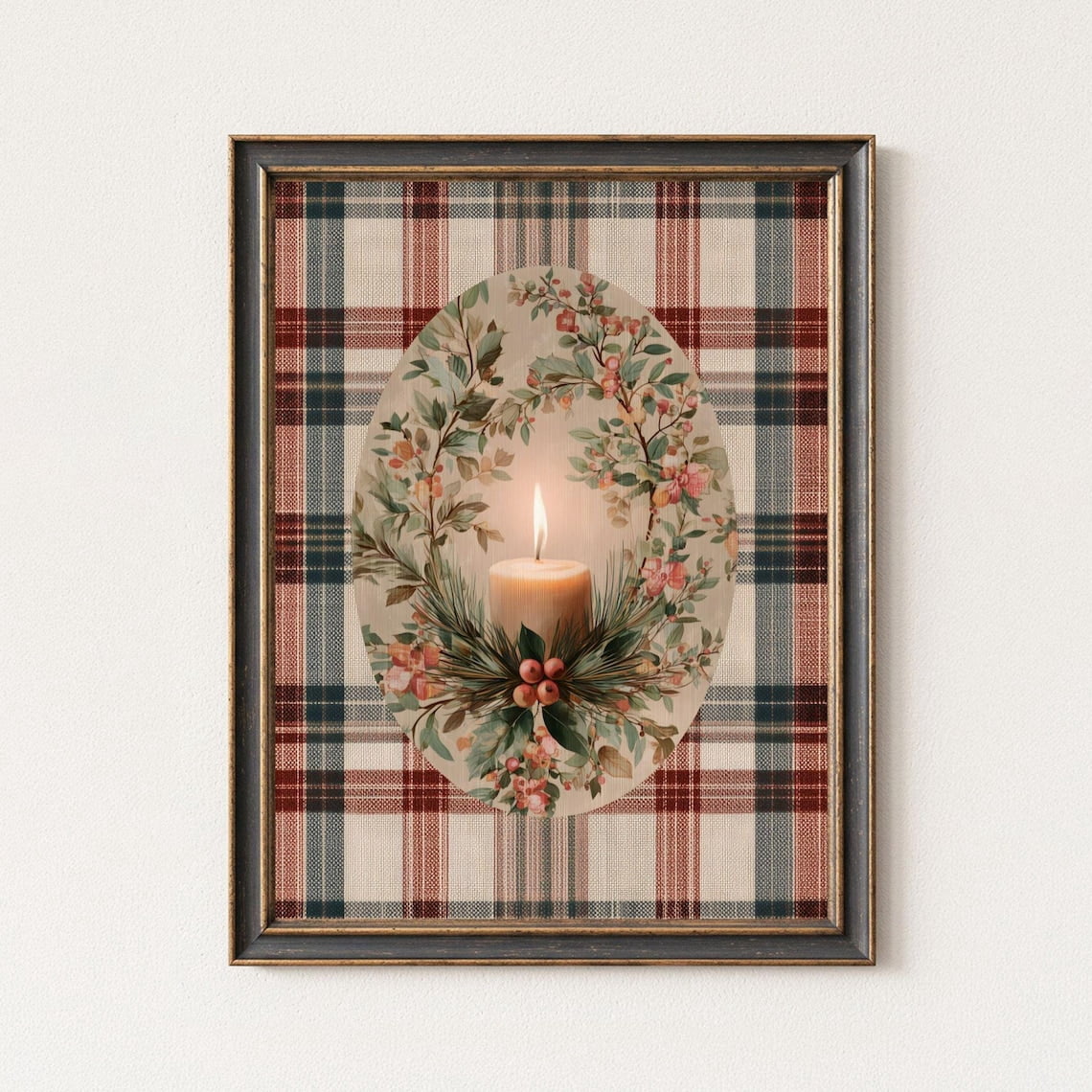 Vintage Winter Holiday Candle Poster, Cozy Winter Candles With Holly ...
