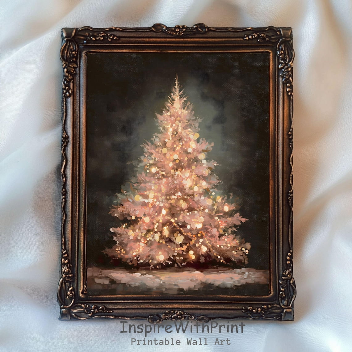 Vintage Winter Holiday Tree Poster, Festive Winter Holiday Art Decor ...