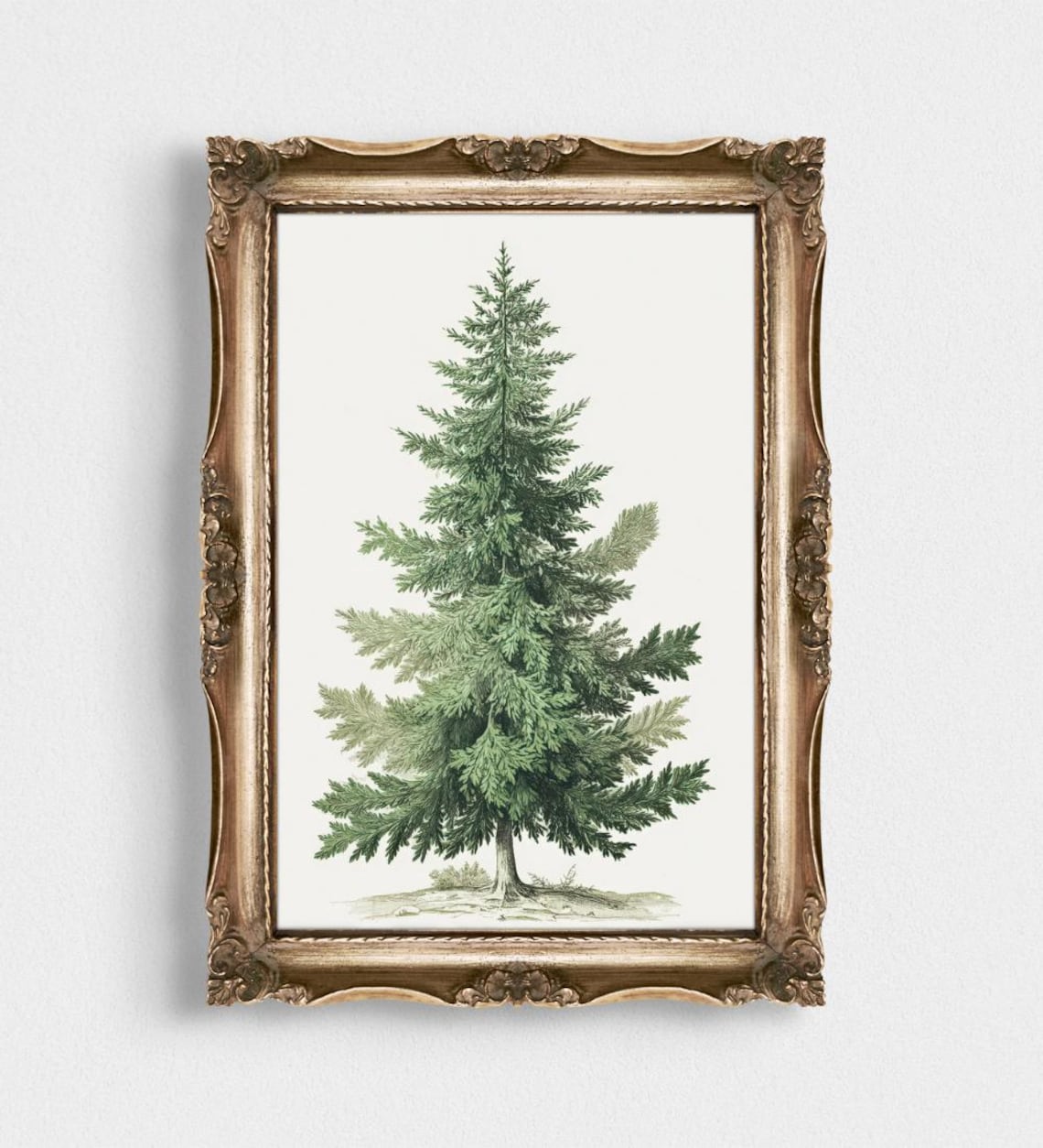 Vintage Winter Holiday Tree Poster, Rustic Winter Evergreen, Neutral ...