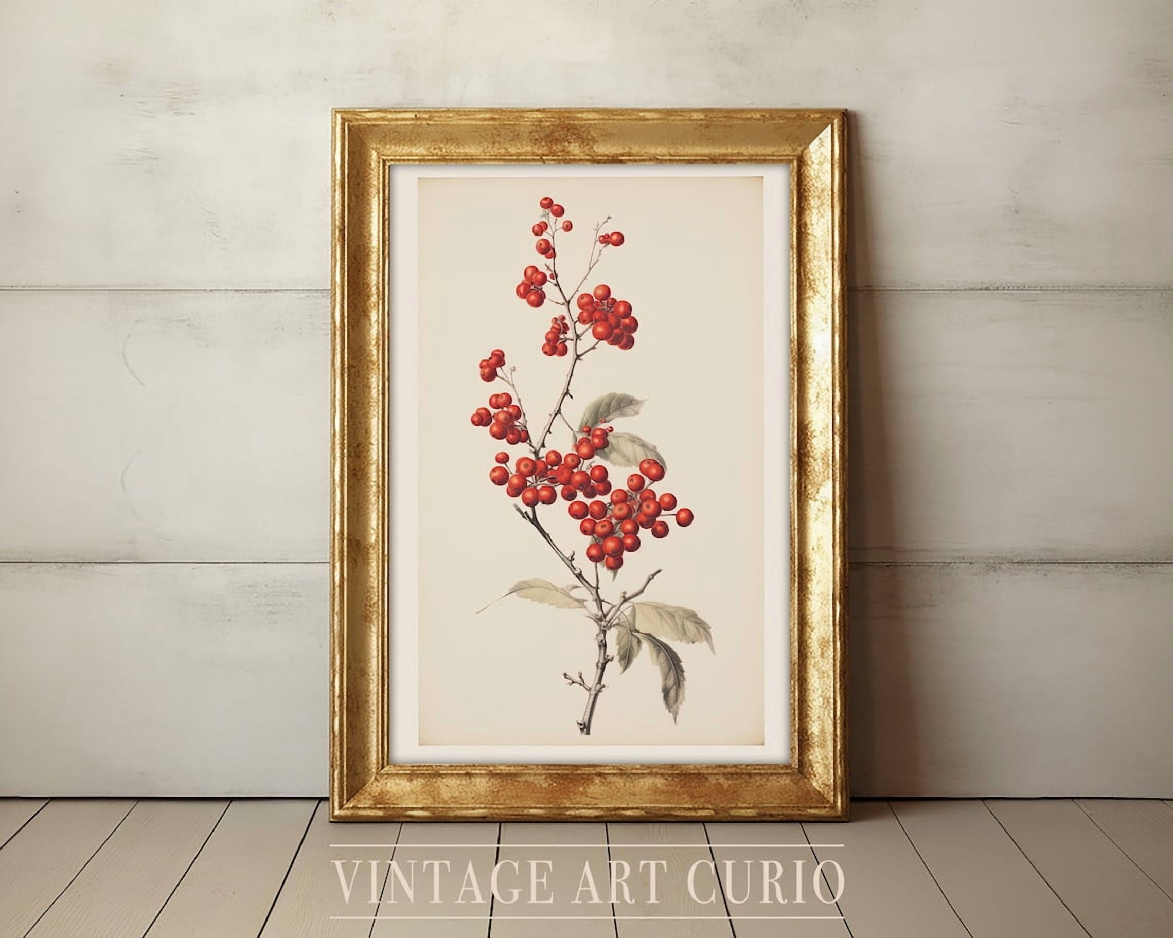 Vintage Winter Holly Berry Print, Country Decor, Vintage Rustic Winter ...