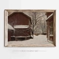 Vintage Winter Landscape Rustic Barn Scene Poster, Seasonal Living Room ...