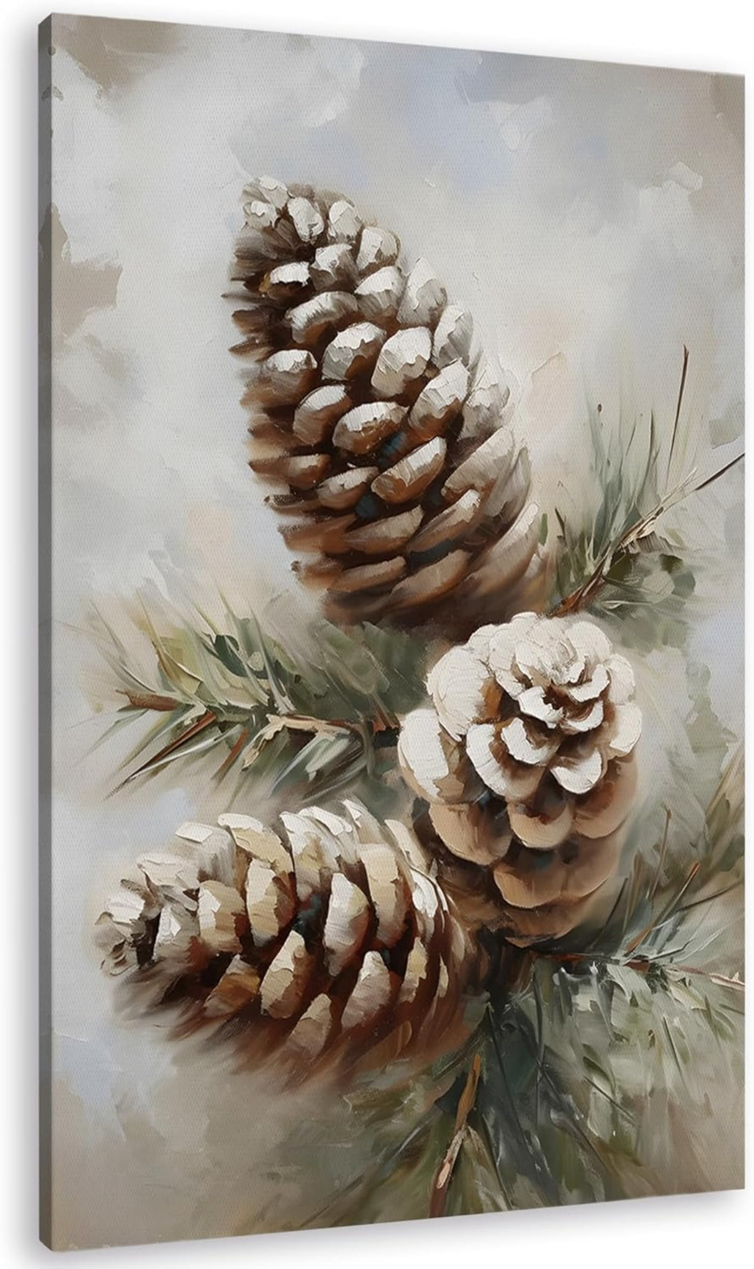 Vintage Winter Pine Cones Pinecones Wall Art Decor, Rustic Christmas ...