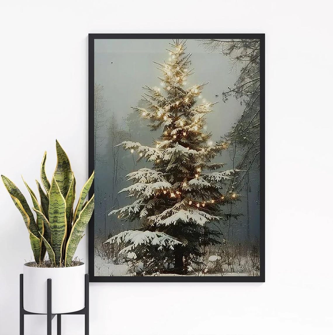 Vintage Winter Tree Wall Art, Winter Pine Tree Poster, Neutral Country ...