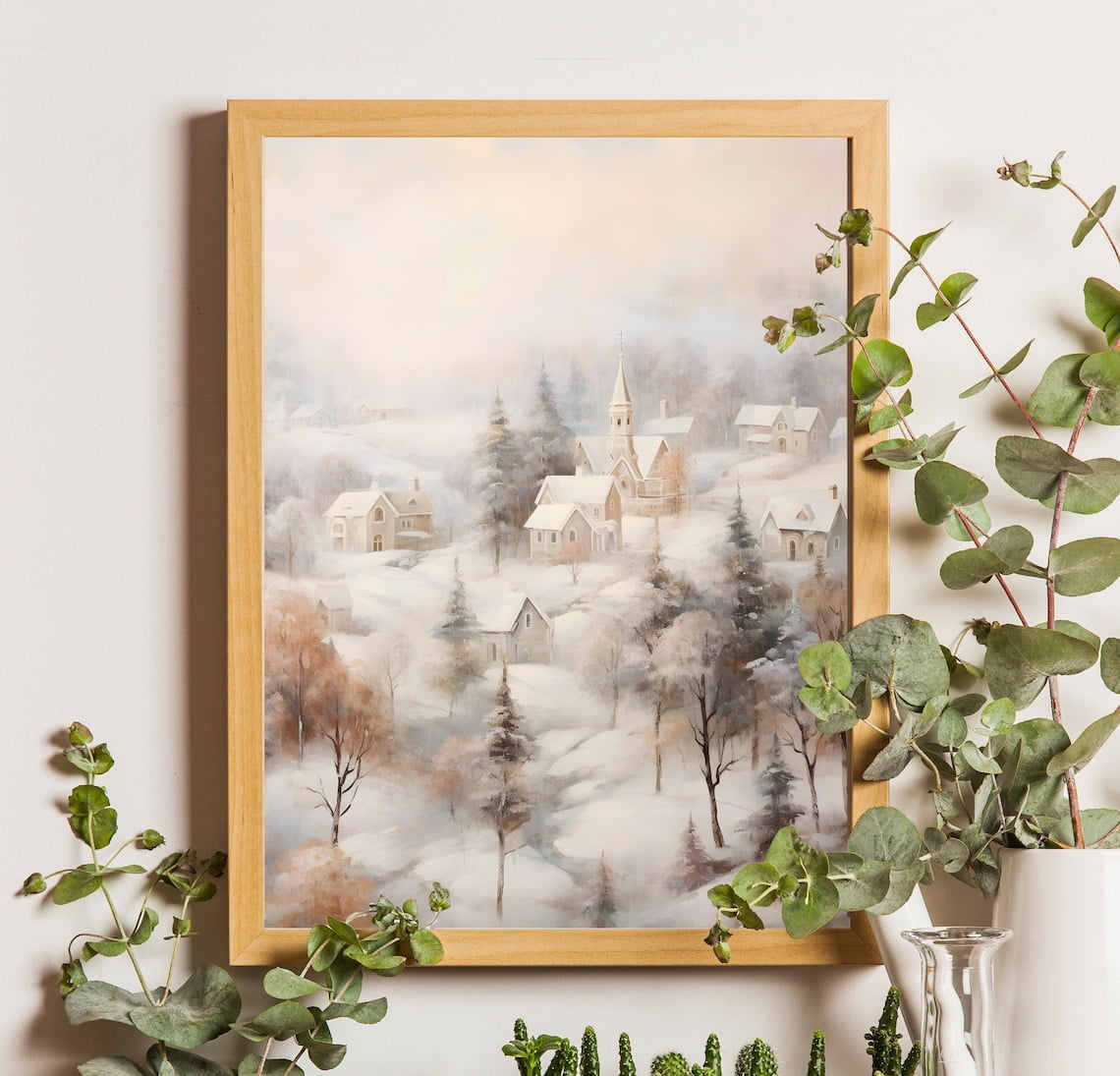 Vintage Winter Village, Winter Scenes, Winter Landscape, Winter Wall ...