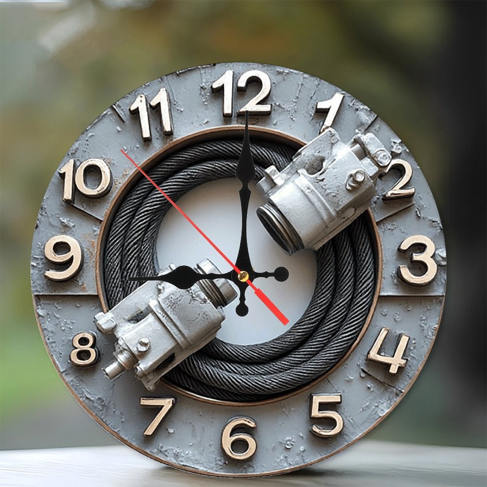 Vintage Wire Rope Clock Wall Decor 12-Inch Silent Wooden Wall Clock ...