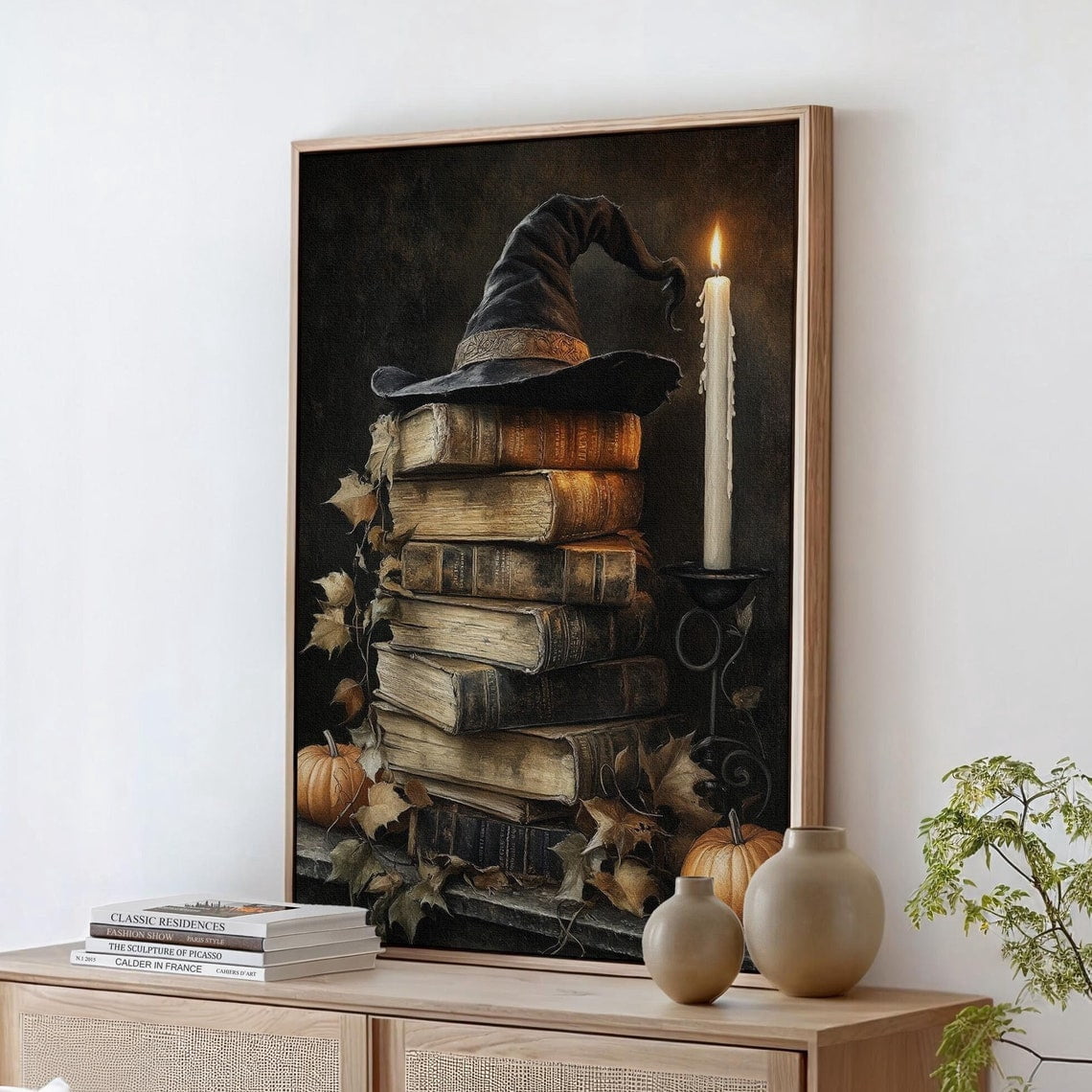 Vintage Witchcraft Book Stack Art – Dark Academia Decor, Magical Witch ...