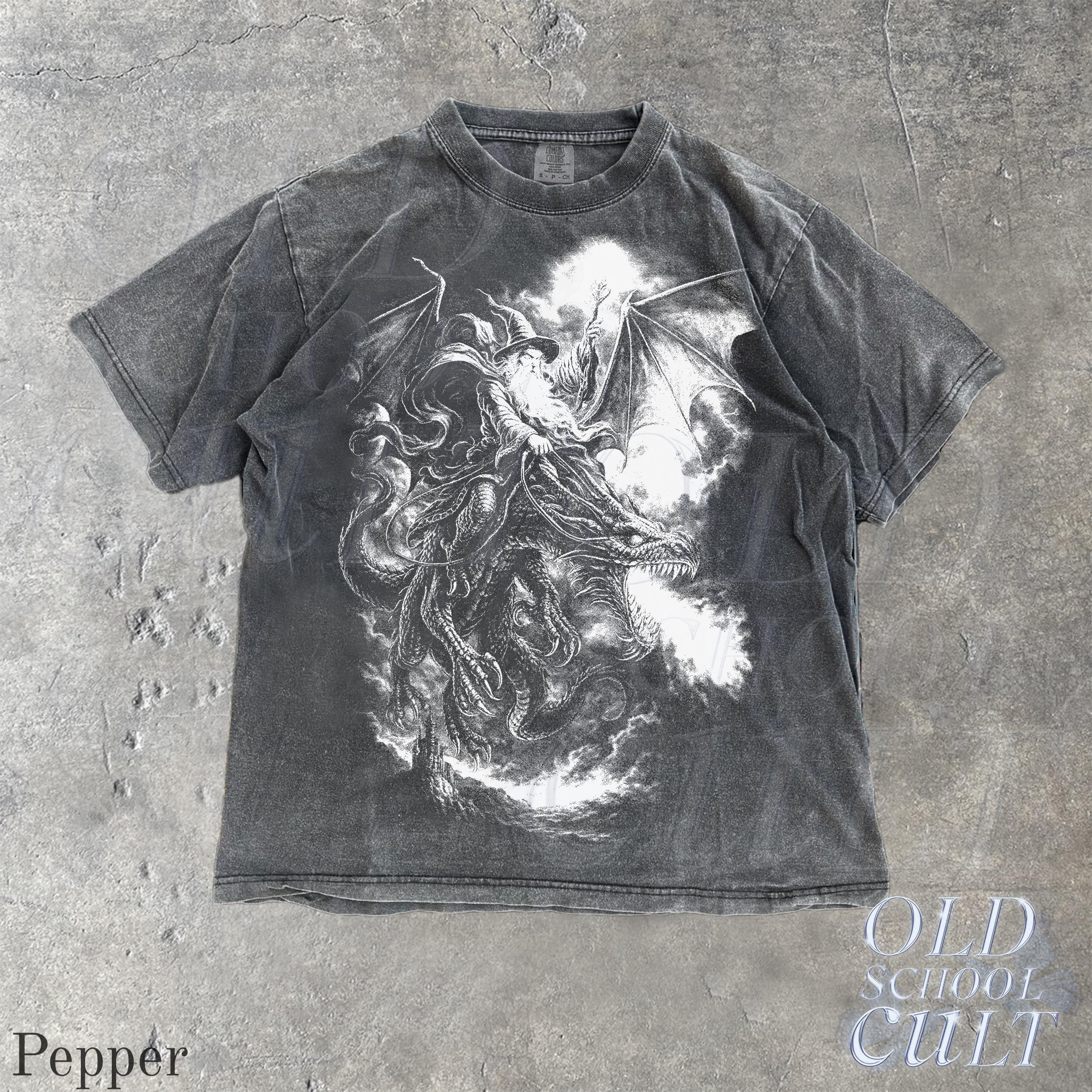 Vintage Wizard Dragon 90s Graphic T-Shirt, Retro Magic Medieval Fantasy ...