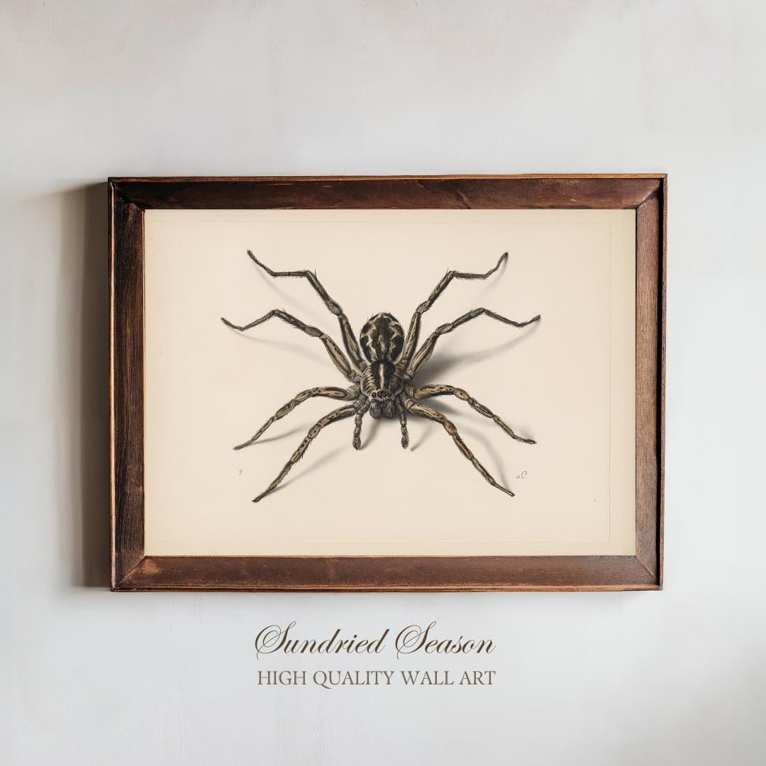 Vintage Wolf Spider Illustration Print, Antique Arachnid Entomology ...