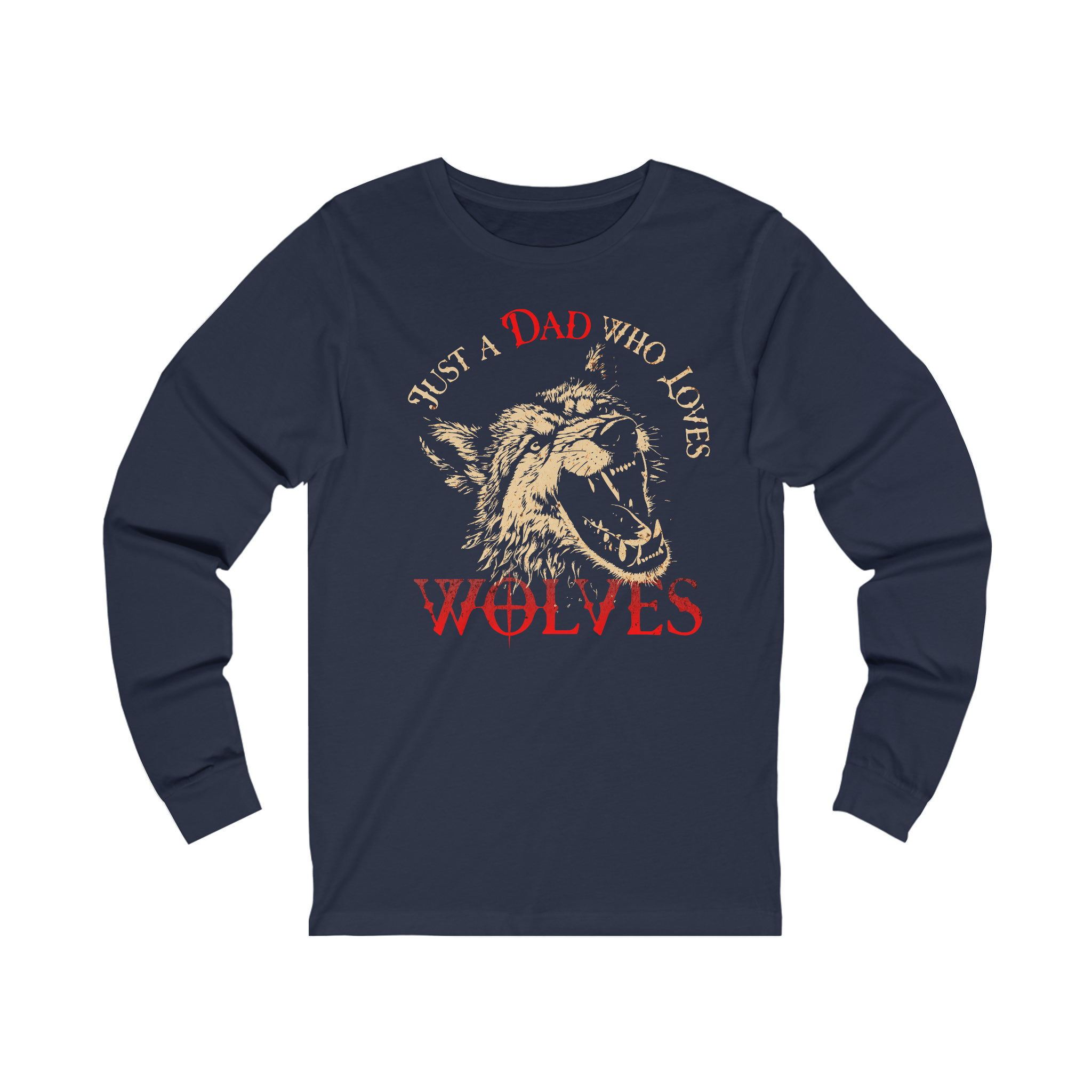 Vintage Wolf Unisex Jersey Long Sleeve Tee, Just A Dad Who Loves Wolves ...