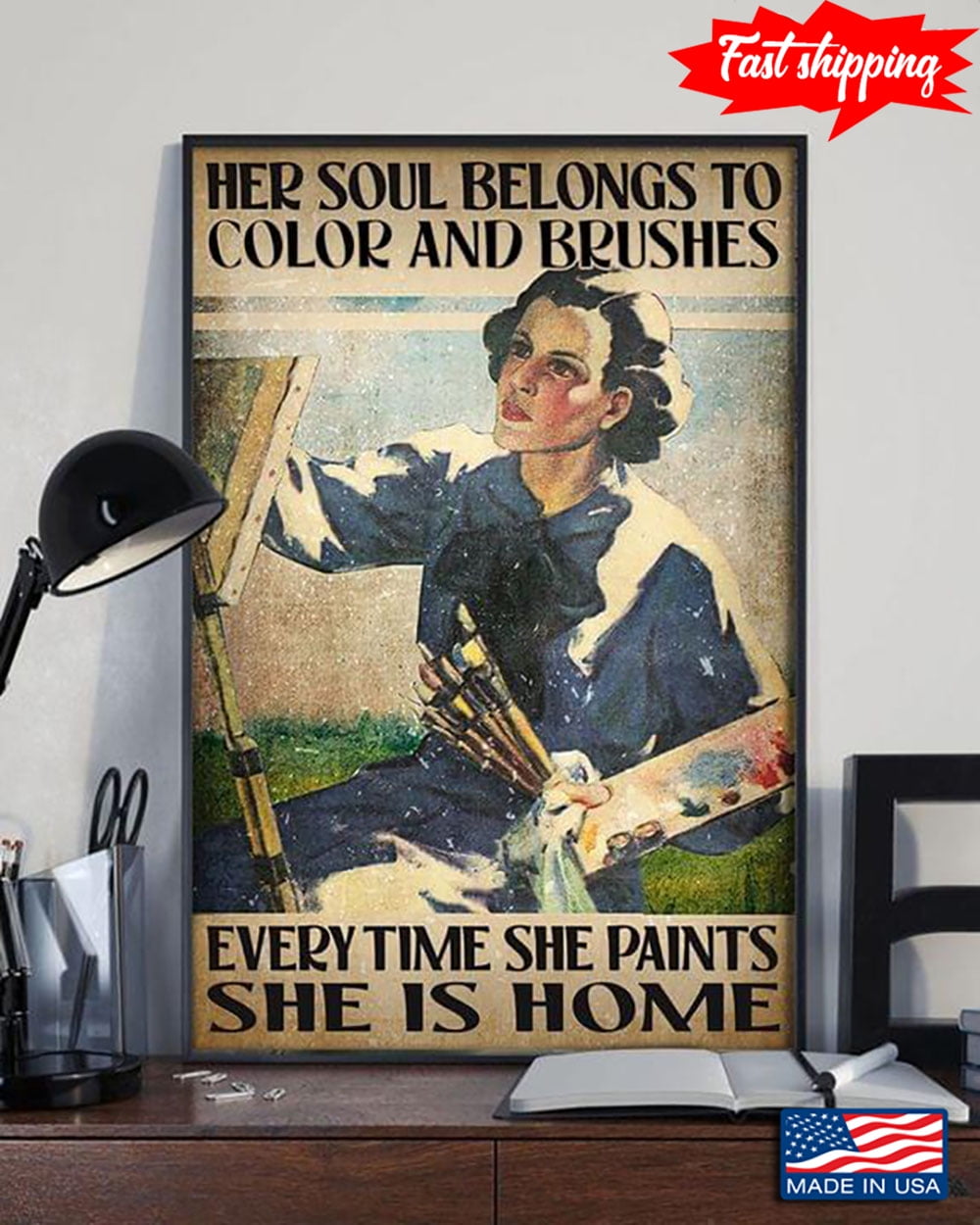 Vintage Woman Painting Her Soul Belongs To Color And Brushes Every Time ...