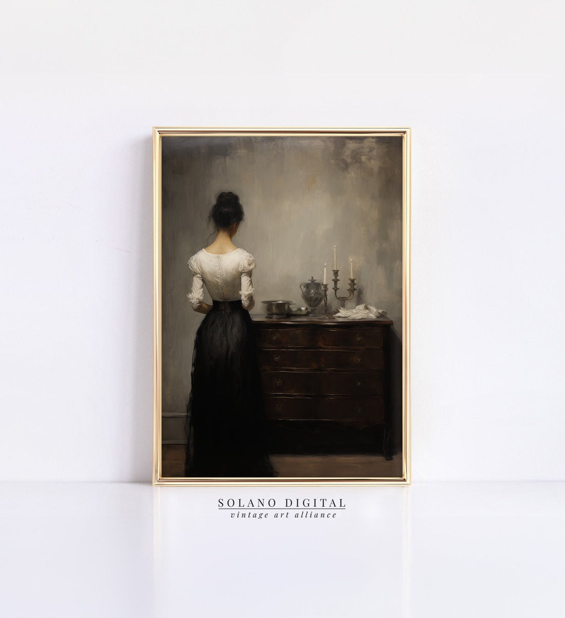 Vintage Woman Portrait Painting, Moody Art Print, Woman Reading Poster ...