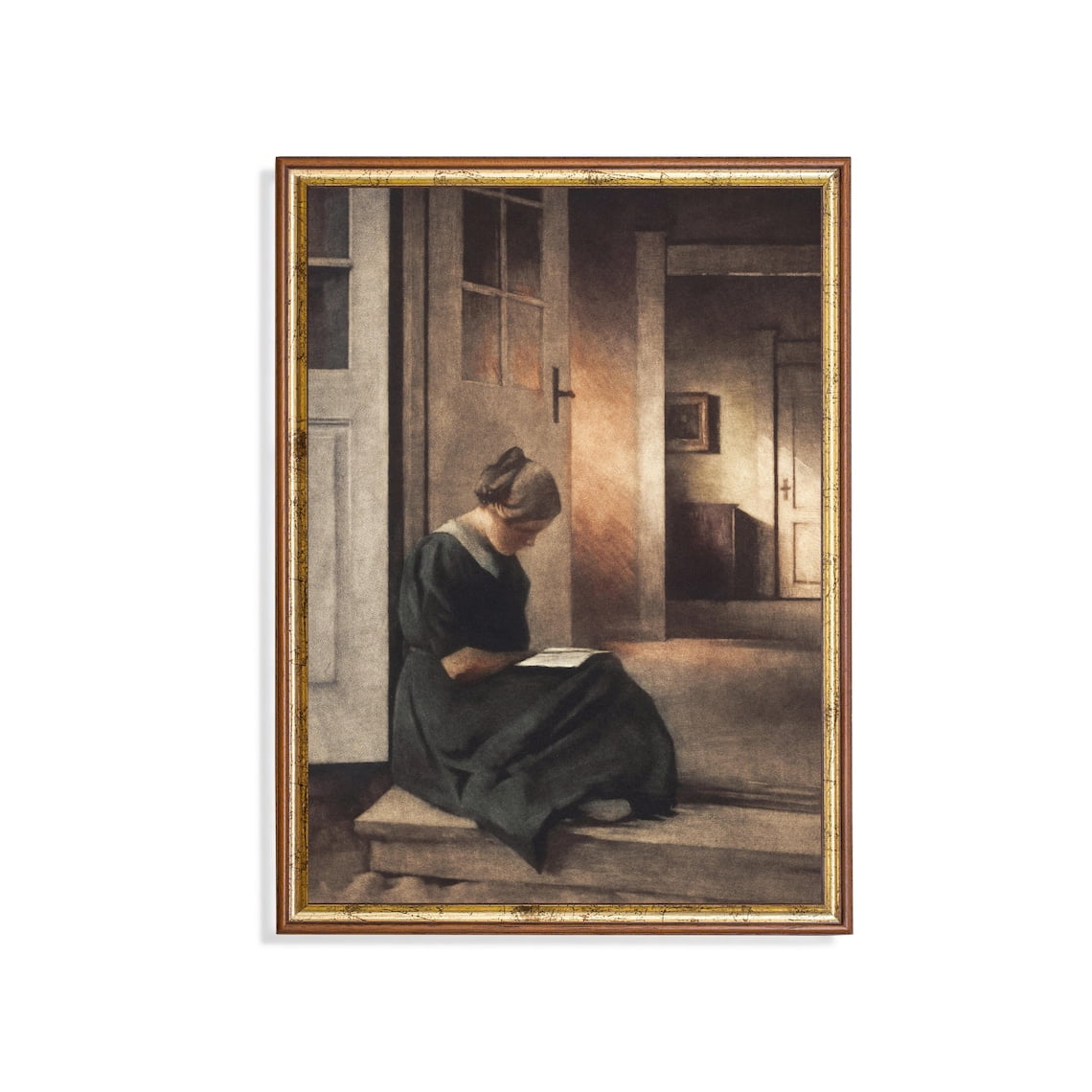 Vintage Woman Reading Poster, Antique Portrait Art UNFRAMED Poster ...