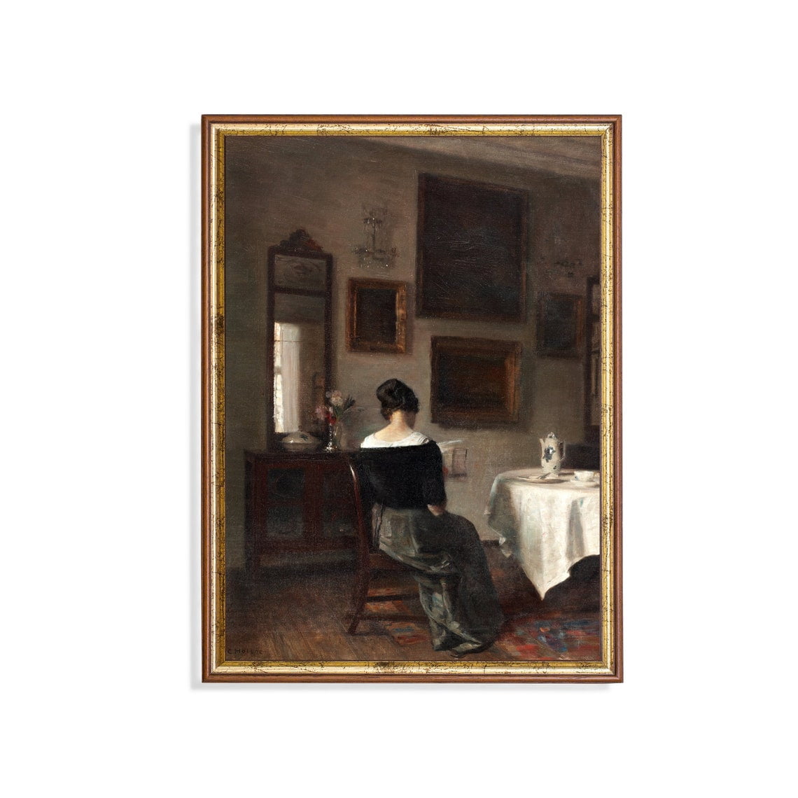 Vintage Woman Reading Poster Moody Antique Portrait, 19Th Century Art ...