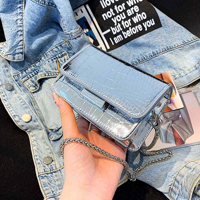 Vintage Women Silver Chic Crossbody Bag Luxury Designer Small Shoulder ...