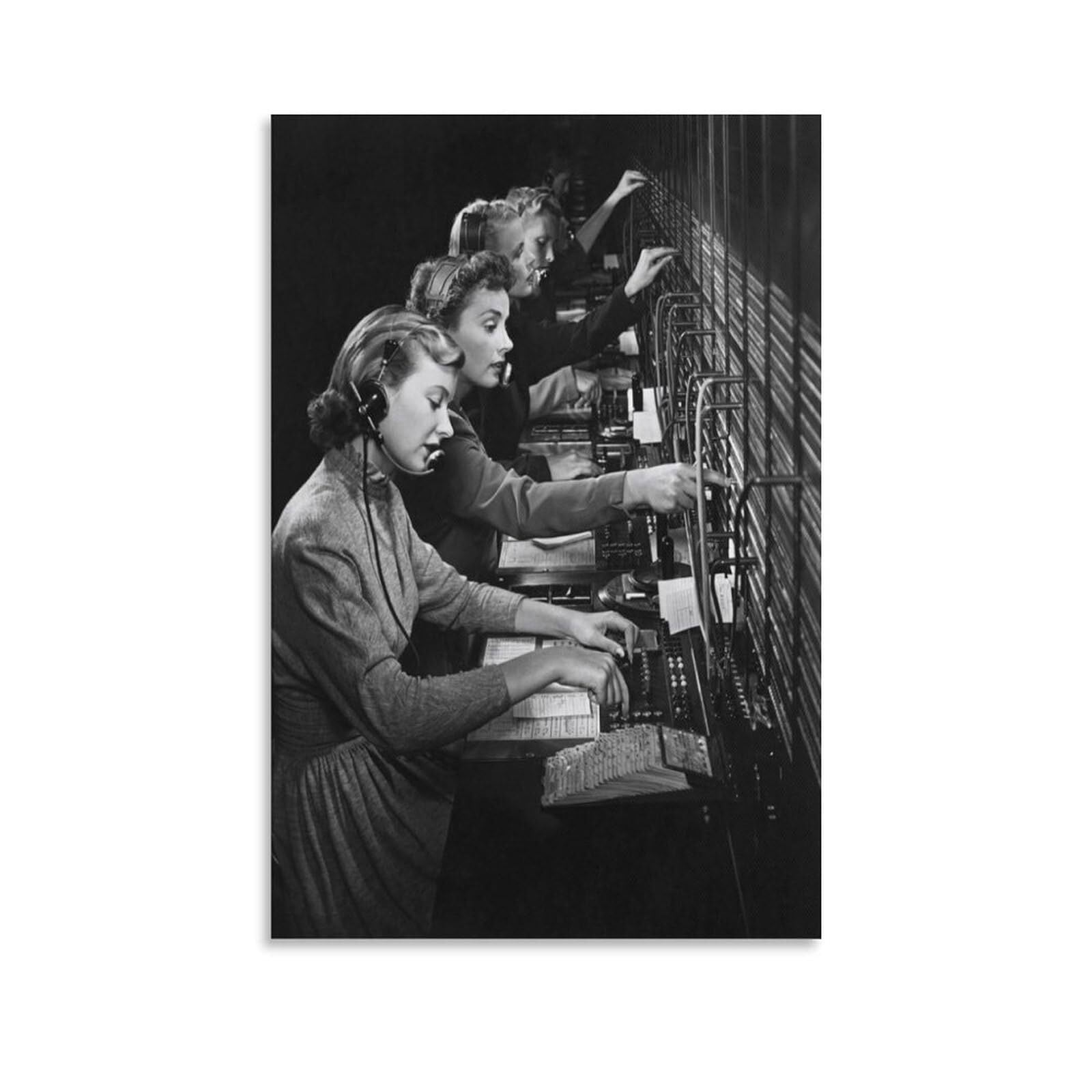 Vintage Women Telephone Switchboard Operators 1940 Poster Canvas Wall ...