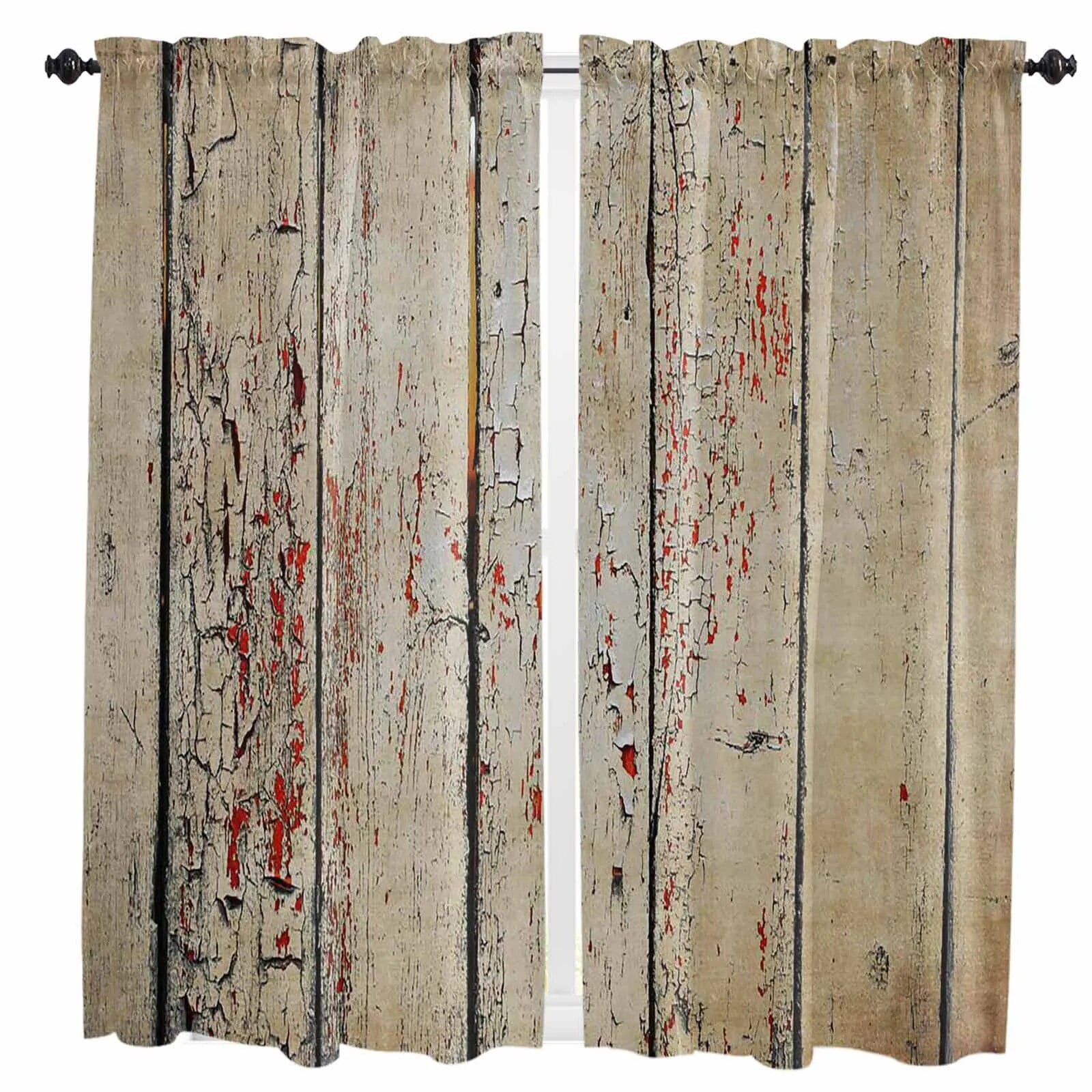 Vintage Wood Grain Curtains For Living Room Kitchen Curtain Bedroom ...