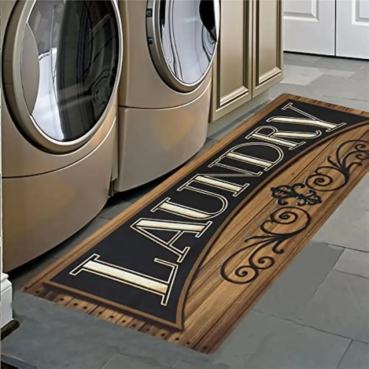 Vintage Wood Grain Laundry Runner Rug Non-Slip Laundry Mats Farmhouse ...