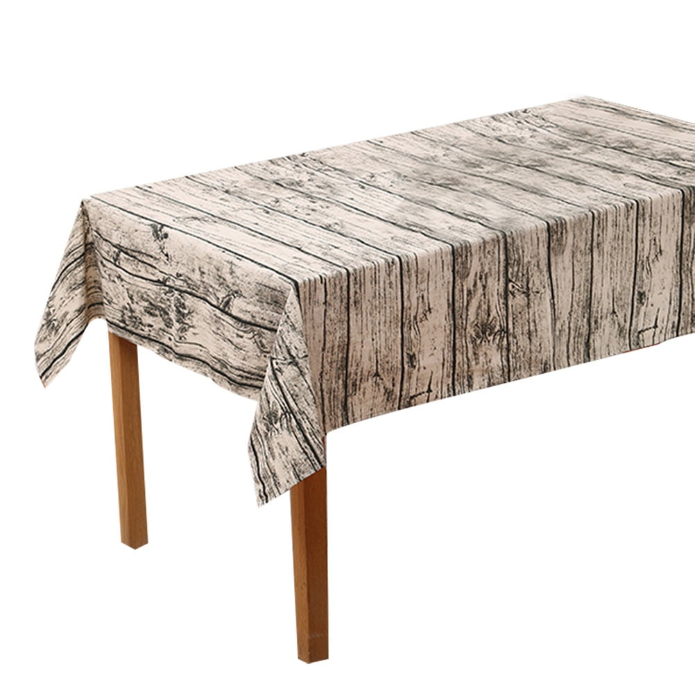 Vintage Wood Grain Tablecloth Cotton Linen Rustic Washable Table Cover ...