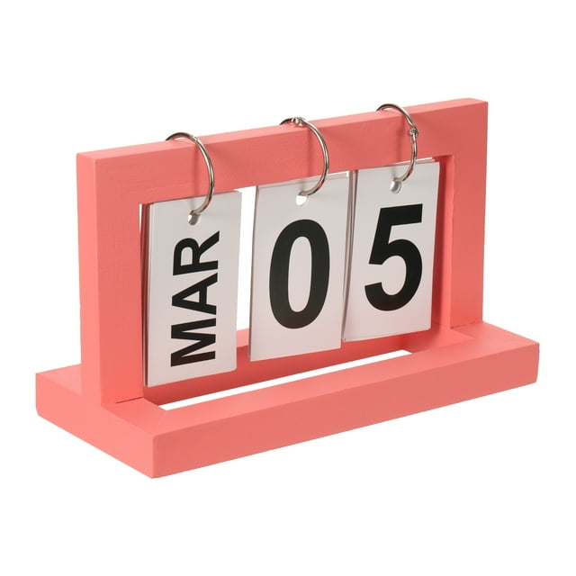 Vintage Wood Perpetual Calendar, Wooden Flip Calendar Turn Page Month ...