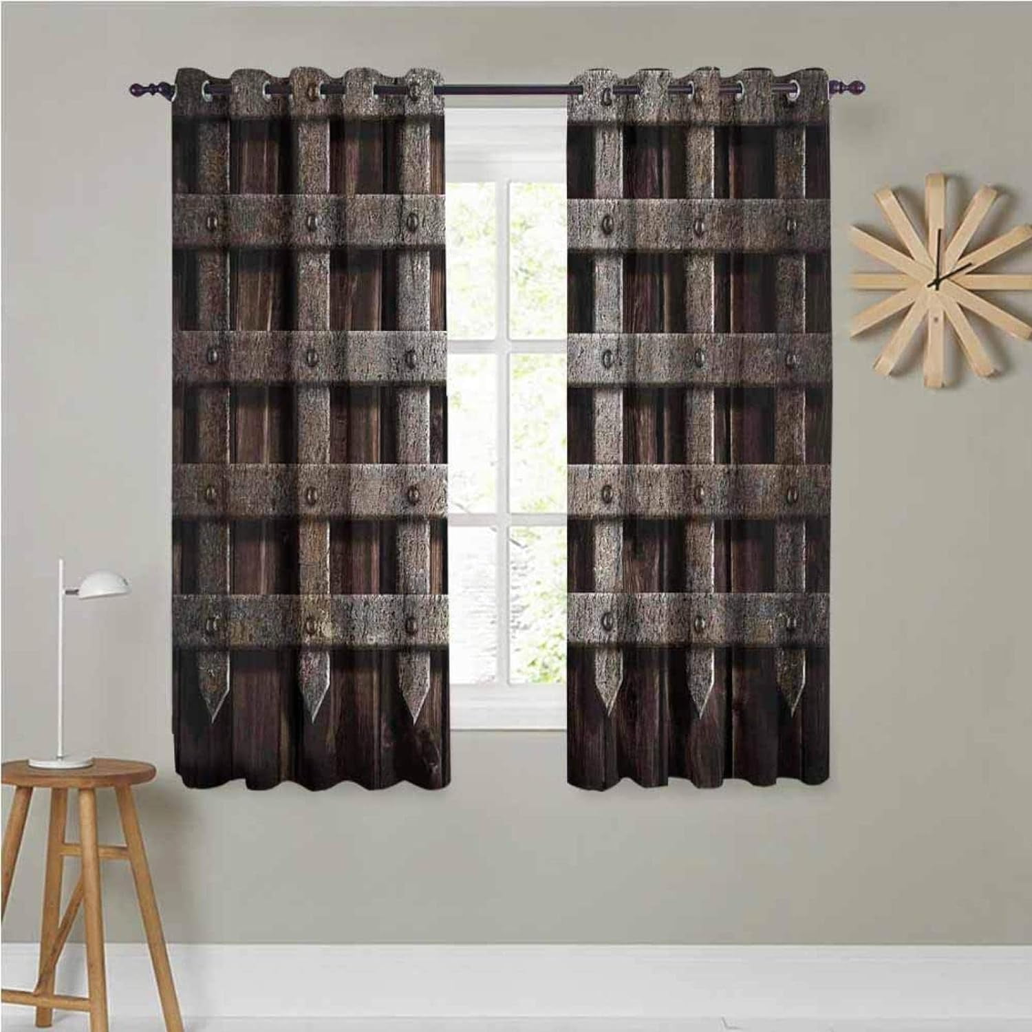 Vintage Wood Planks Custom Curtains,Medieval Wooden Castle Wall and ...