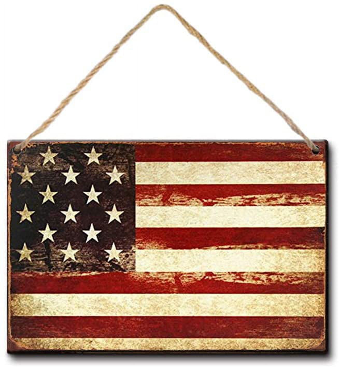 Vintage Wood Sign USA Flag Wall Decor House Office Desk Home Decoration ...