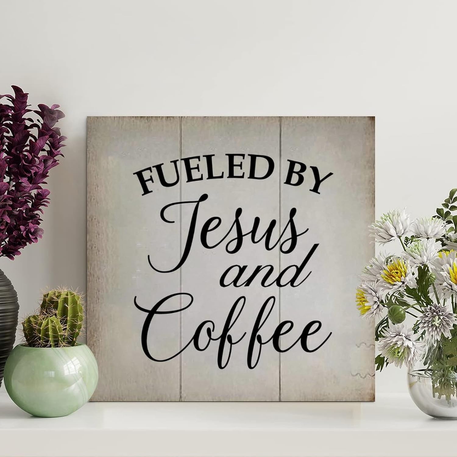 Vintage Wood Signs Fueled By Jesus And Coffee Wood Plaque Farmhouse ...