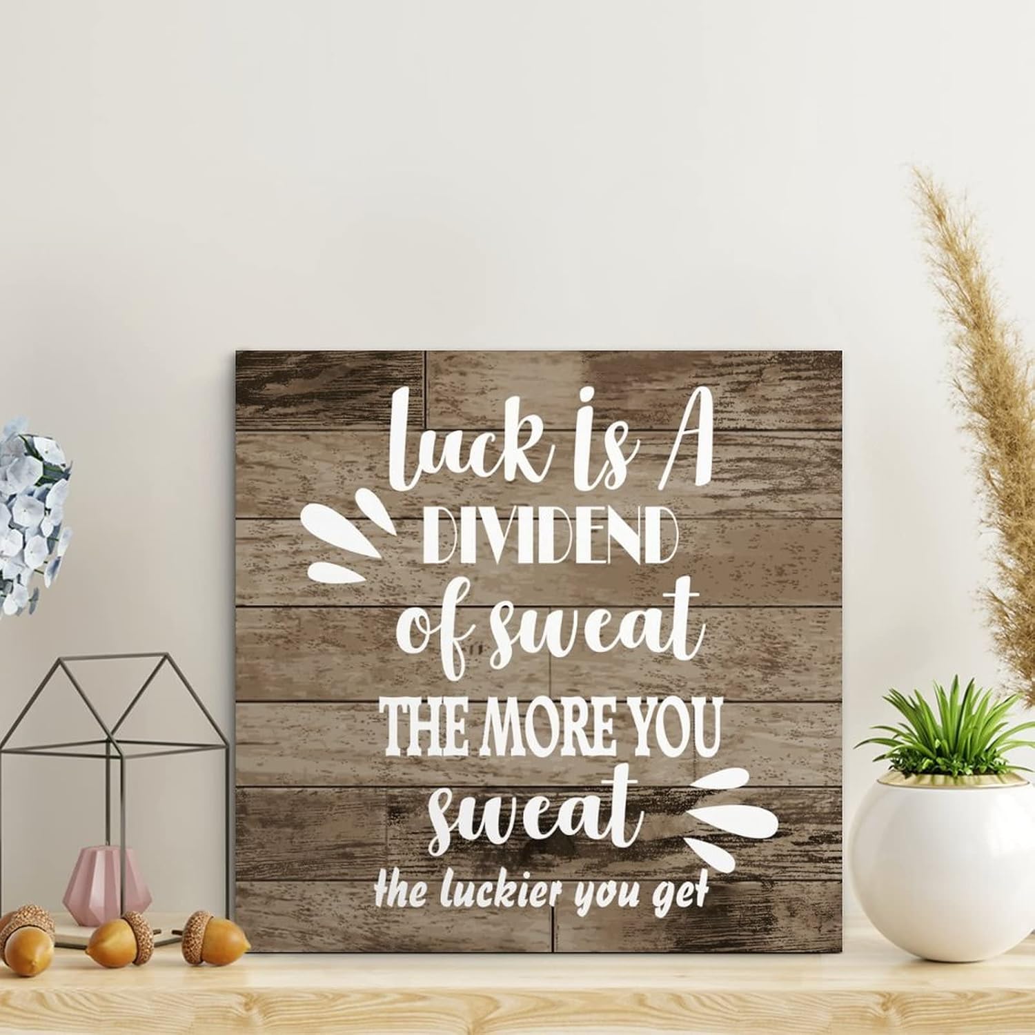 Vintage Wood Signs With Quotes Luck Is A Dividend Of Sweat Wood Plaque ...