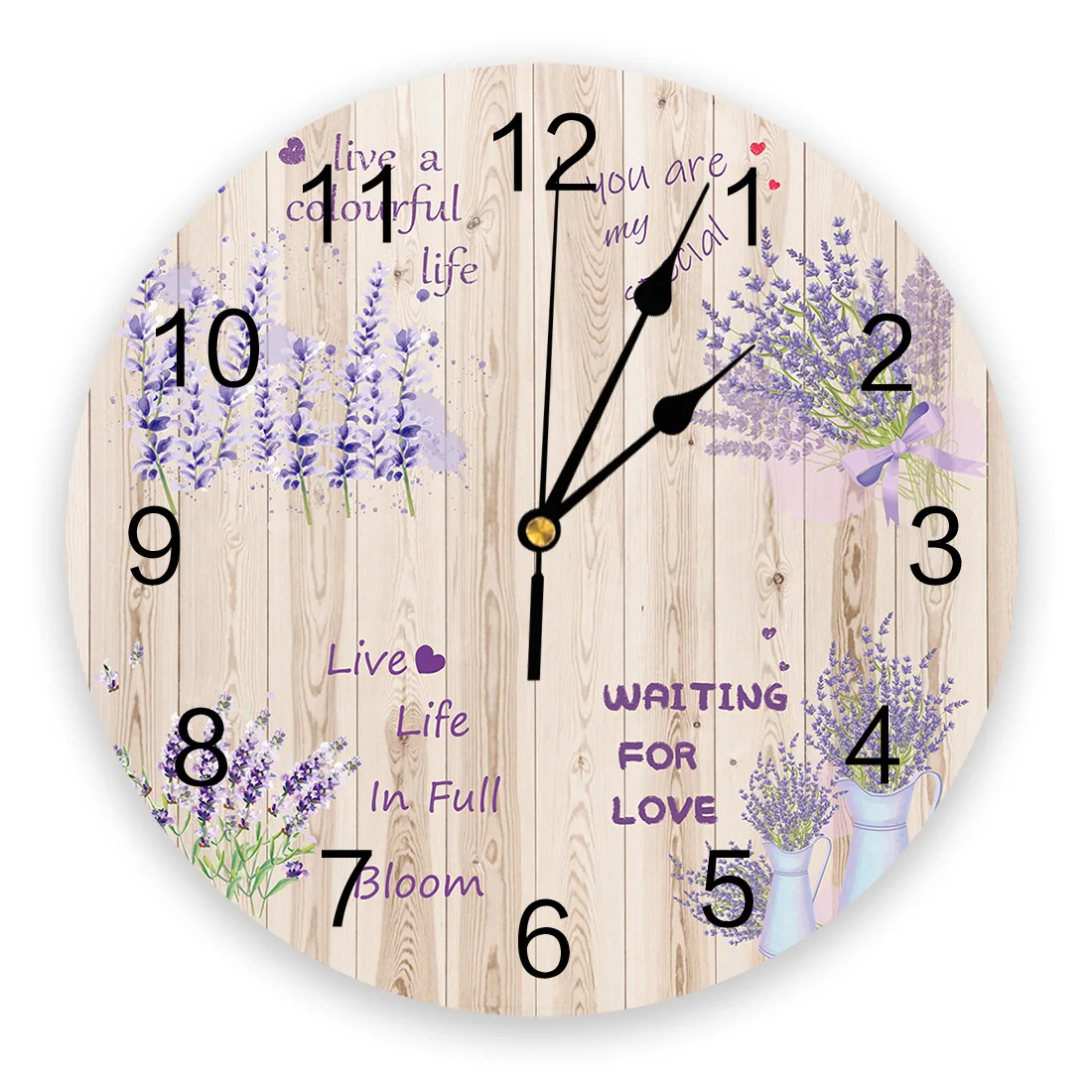 Vintage Wood Texture Purple Lavender Wall Clocks Silent Home Cafe ...