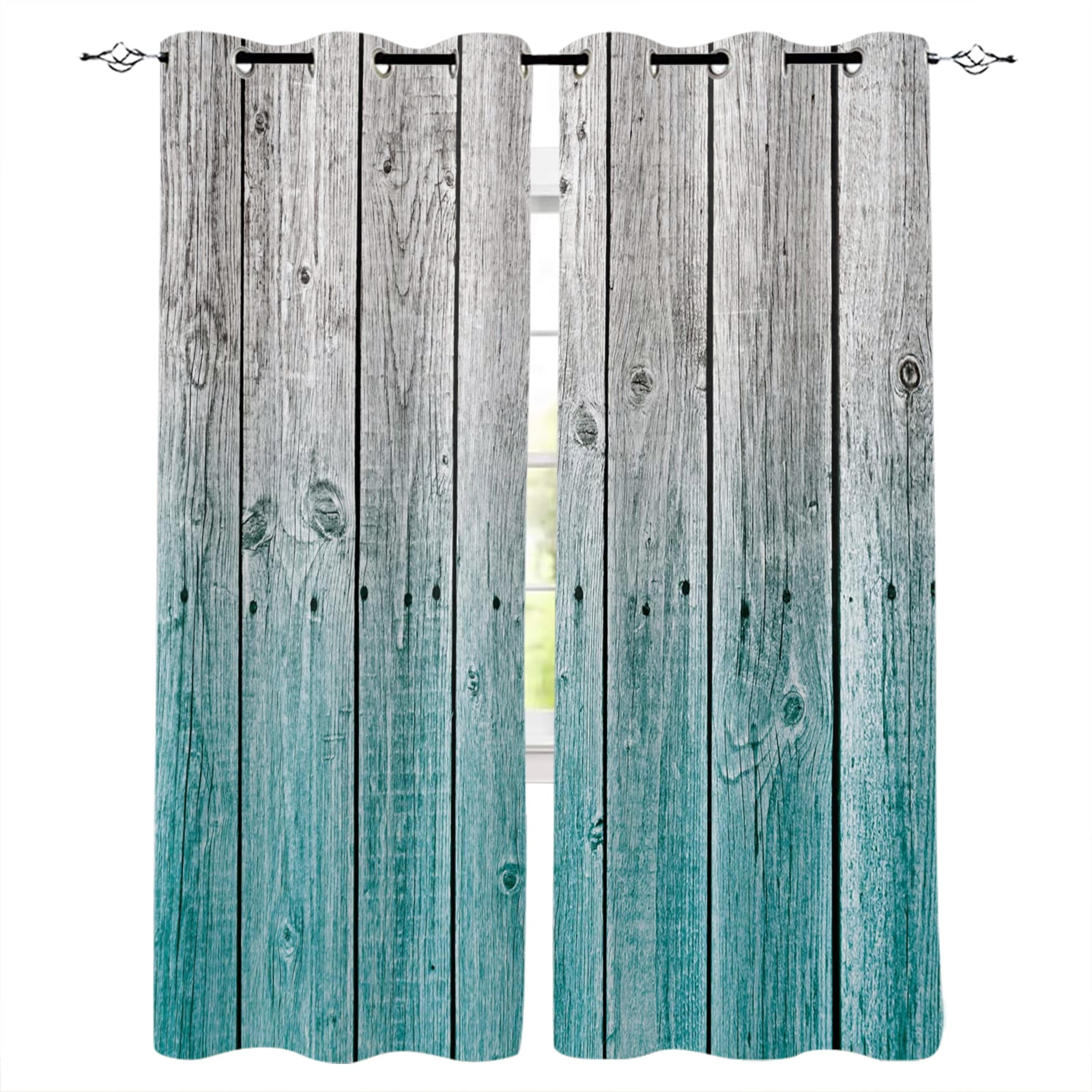 Vintage Wood Texture Window Curtains for Living Room Bedroom Kitchen ...