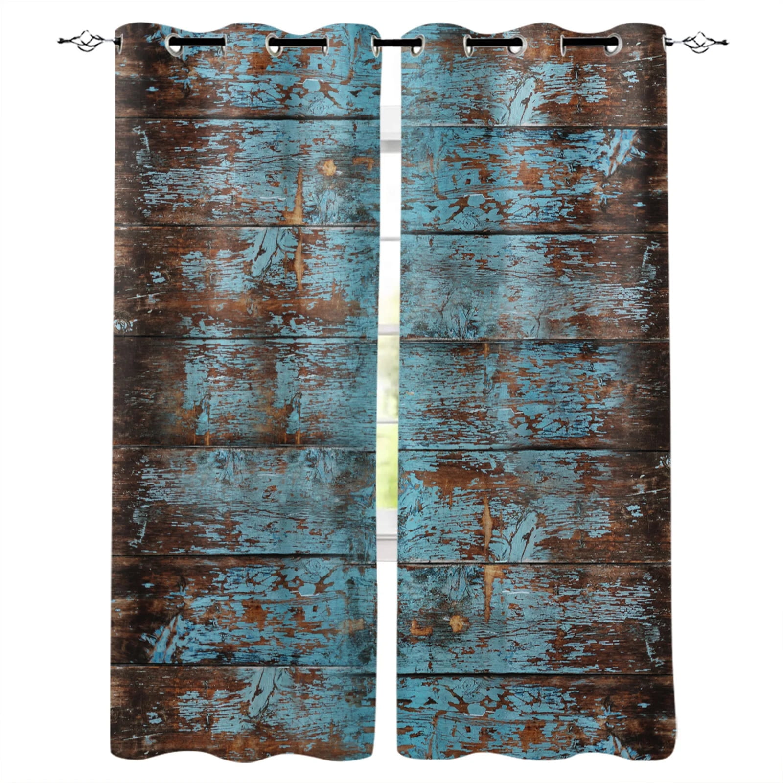 Vintage Wood Texture Window Curtains for Living Room Bedroom Kitchen ...