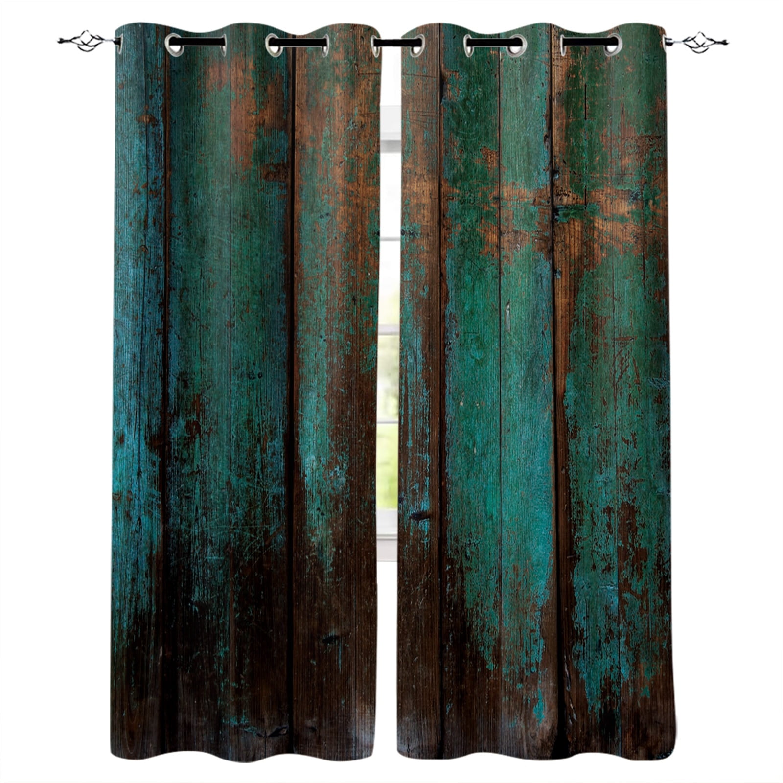 Vintage Wood Texture Window Curtains for Living Room Bedroom Kitchen ...