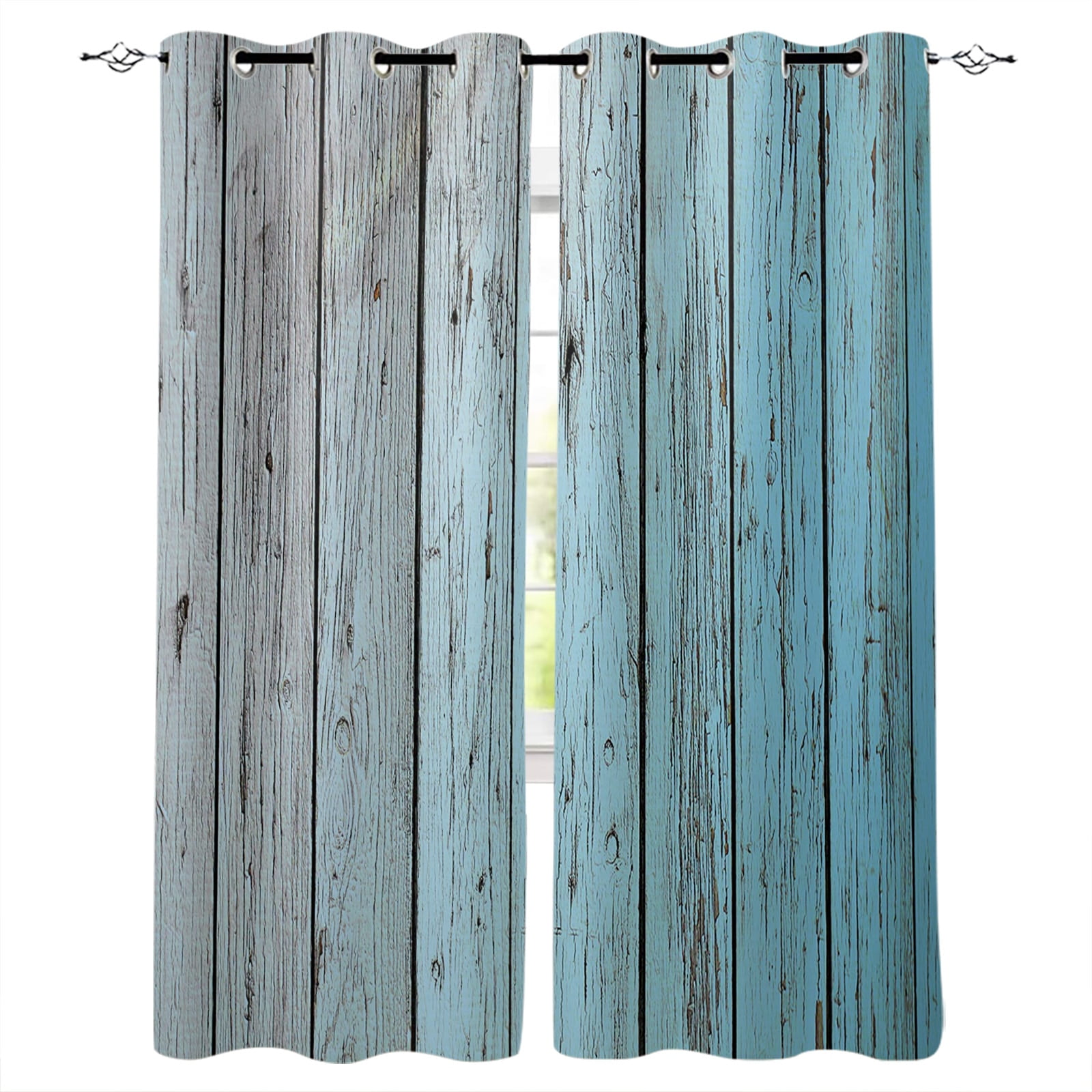 Vintage Wood Texture Window Curtains for Living Room Bedroom Kitchen ...