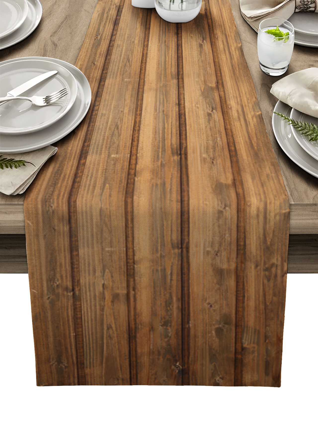 Vintage Wood Texture Wood Blue Rustic Home Table Runner Contracted Tea ...