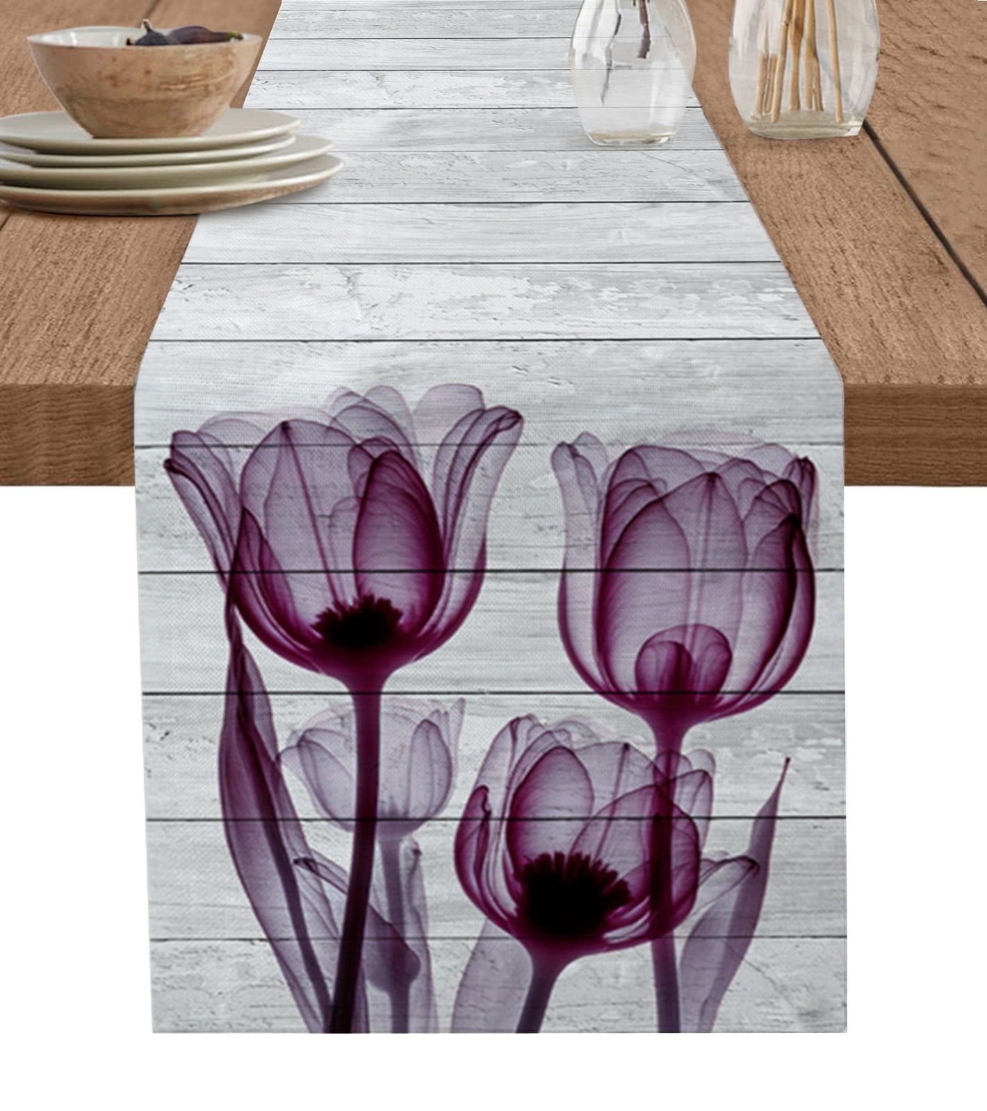 Vintage Wood Texture Wood Blue Rustic Home Table Runner Contracted Tea ...