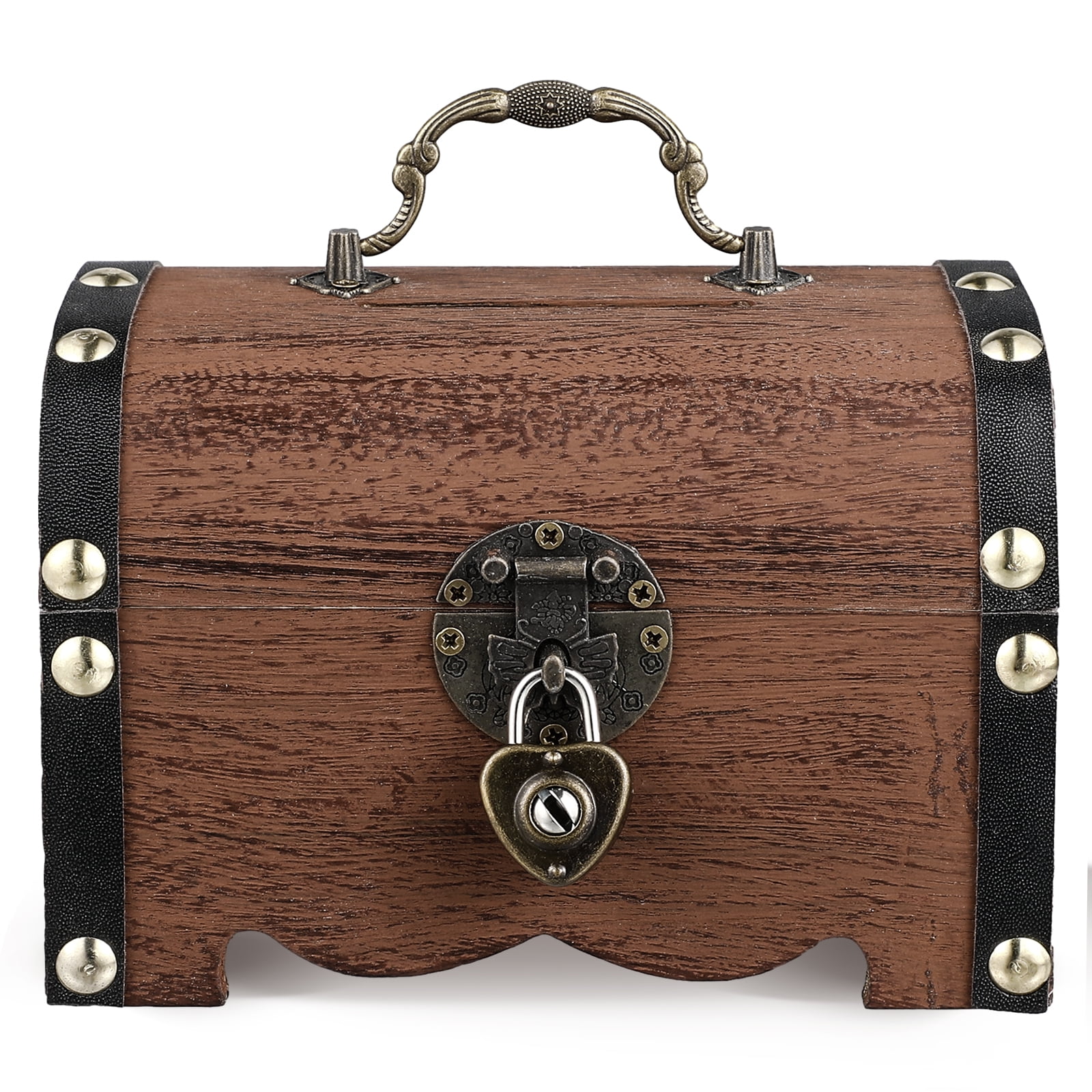 Vintage Wood Treasure Storage Box Piggy Bank Organizer Saving Box Case ...