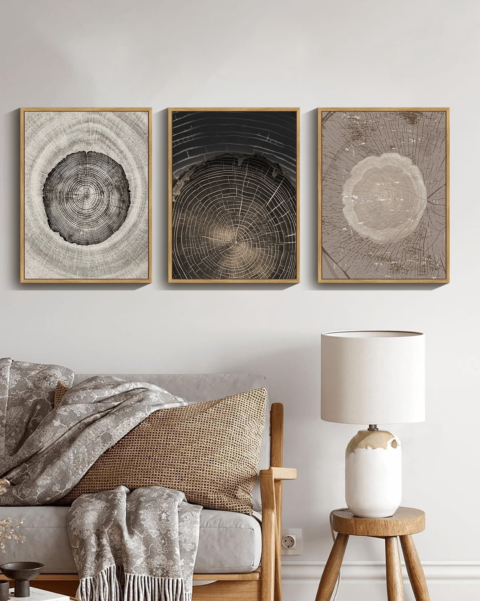 Vintage Wood Tree Rings Wall Art 11x14in Natural Framed Farmhouse ...