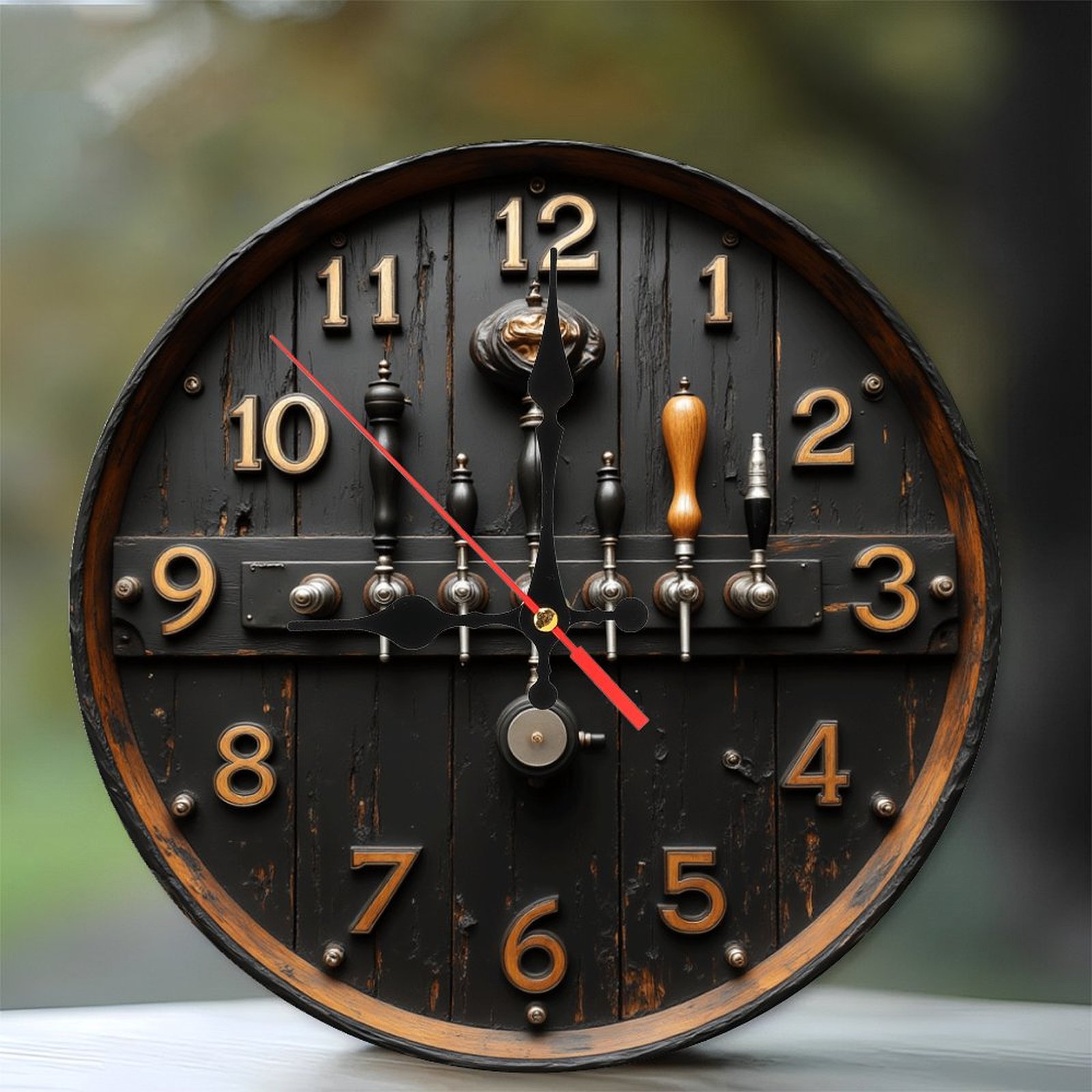 Vintage Wooden Beer Tap Clock Wall Decor 10-Inch Silent Wooden Wall ...