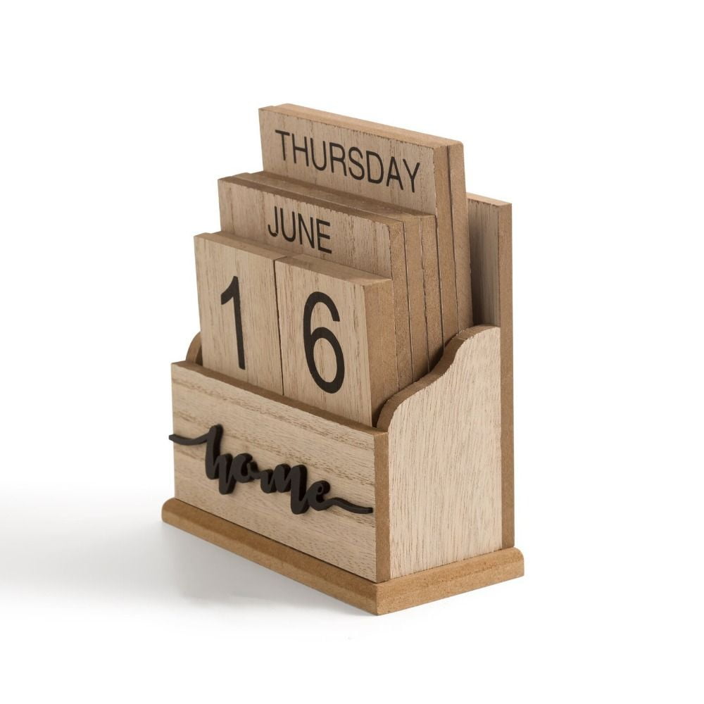 Vintage Wooden Blocks Calendar Perpetual Desk Calendar Countdown Card ...