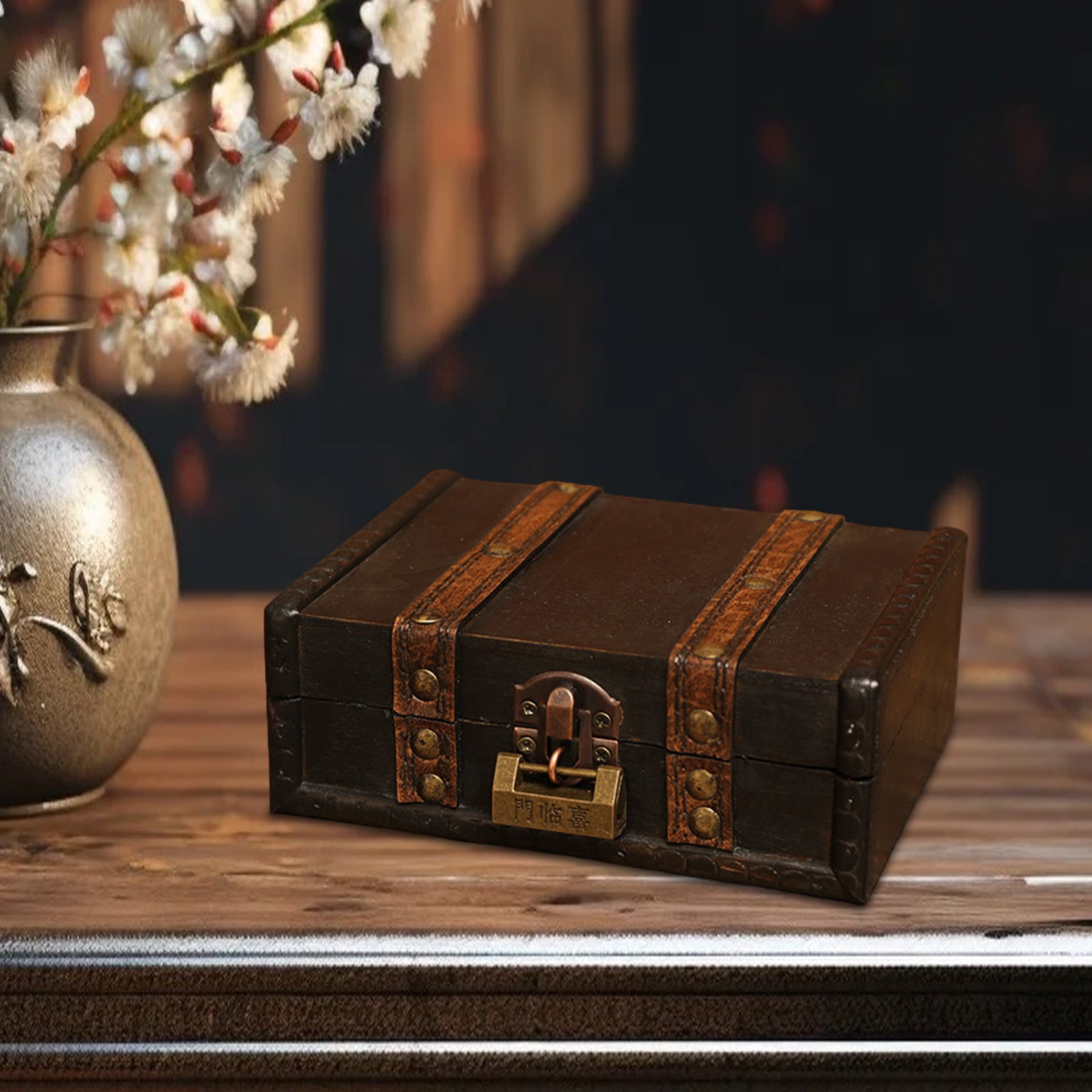 Vintage Wooden Boxes With Lock,Decorative Wooden Storage Box Treasure ...